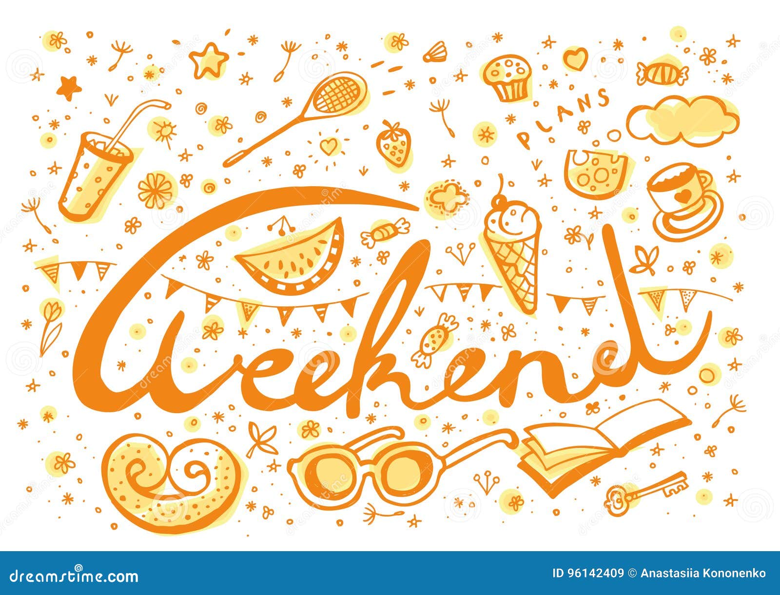 De Symbolen Van Weekendplannen - Krabbelvector Vector Illustratie ...