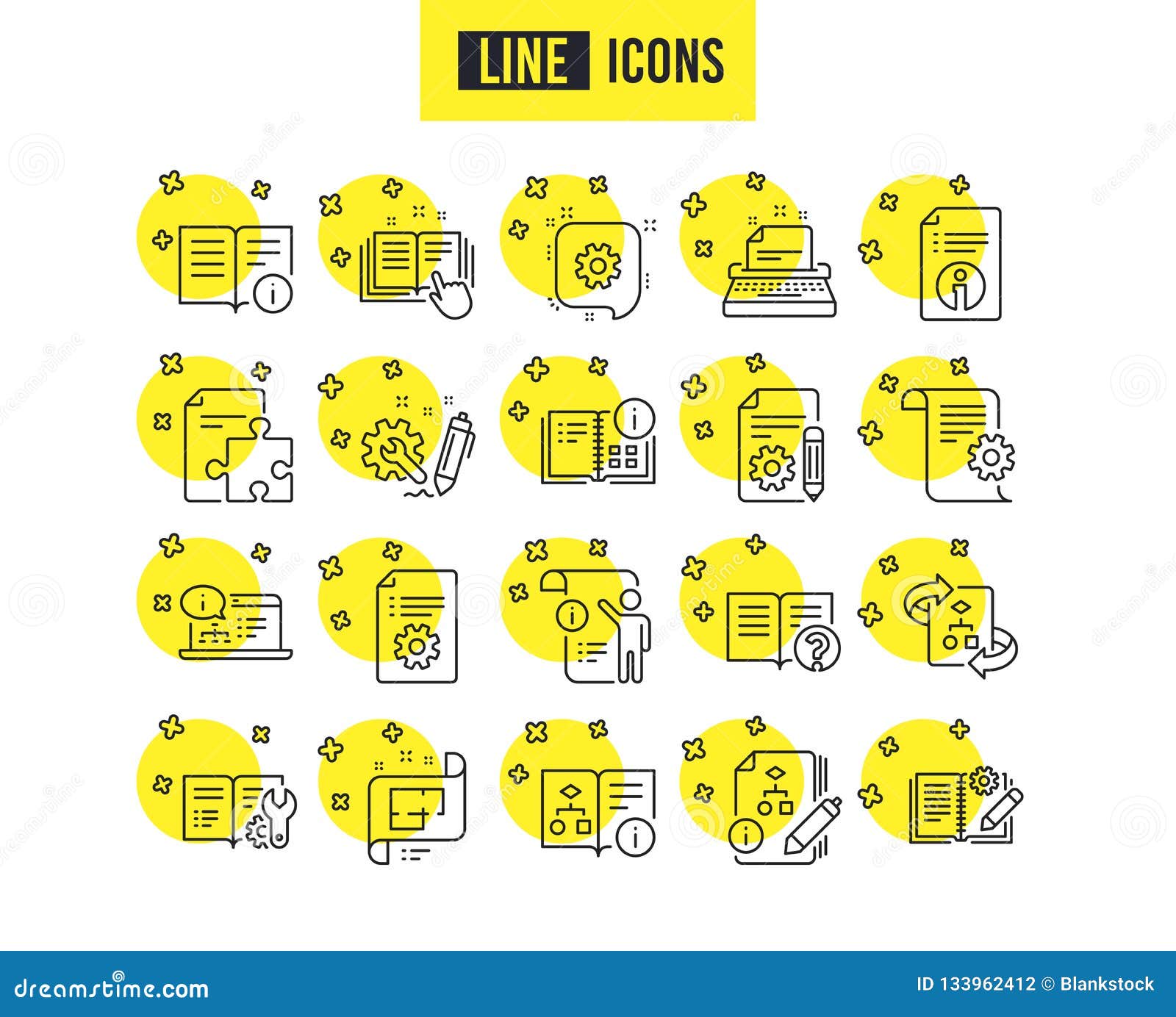 De Technische Pictogrammen Van De Documentatielijn Reeks Van Instructie ...