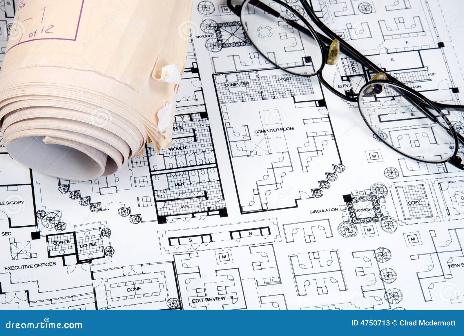 De Tekening En De Plannen Van De Architect Stock Afbeelding - Image of ...