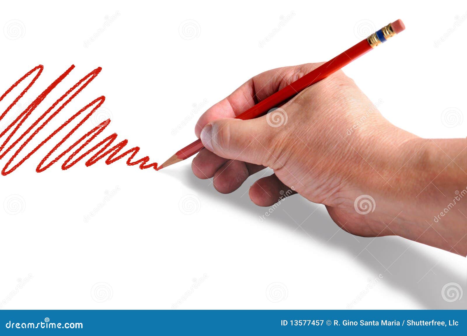 De Tekening Van De Hand Met Rode Pen Stock Afbeelding - Image of ...