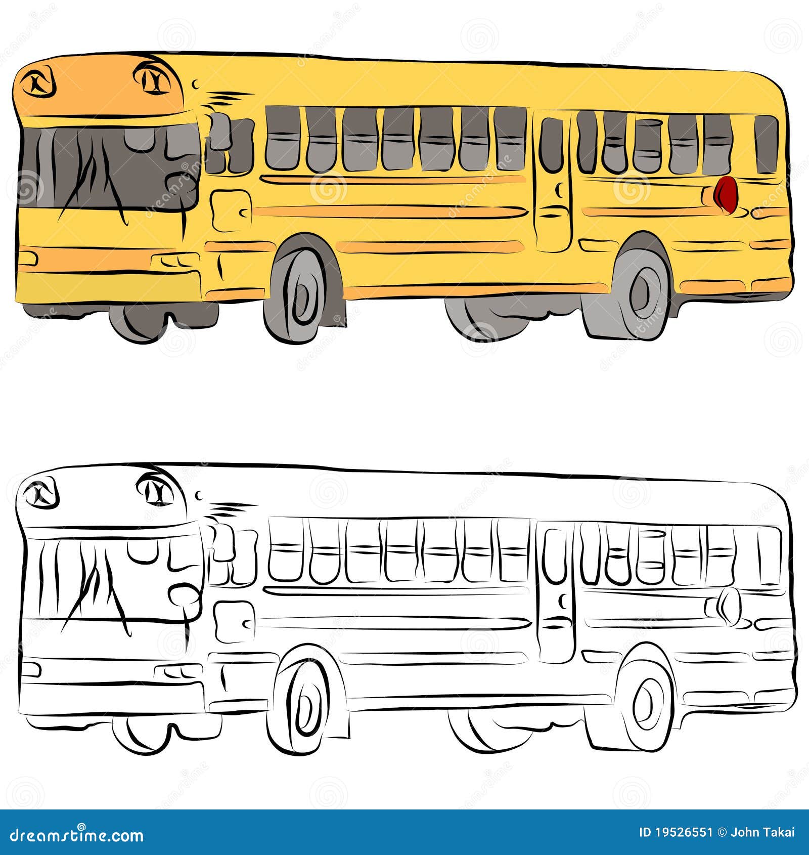 De Tekening Van De Lijn Van De Bus Van De School Vector Illustratie ...