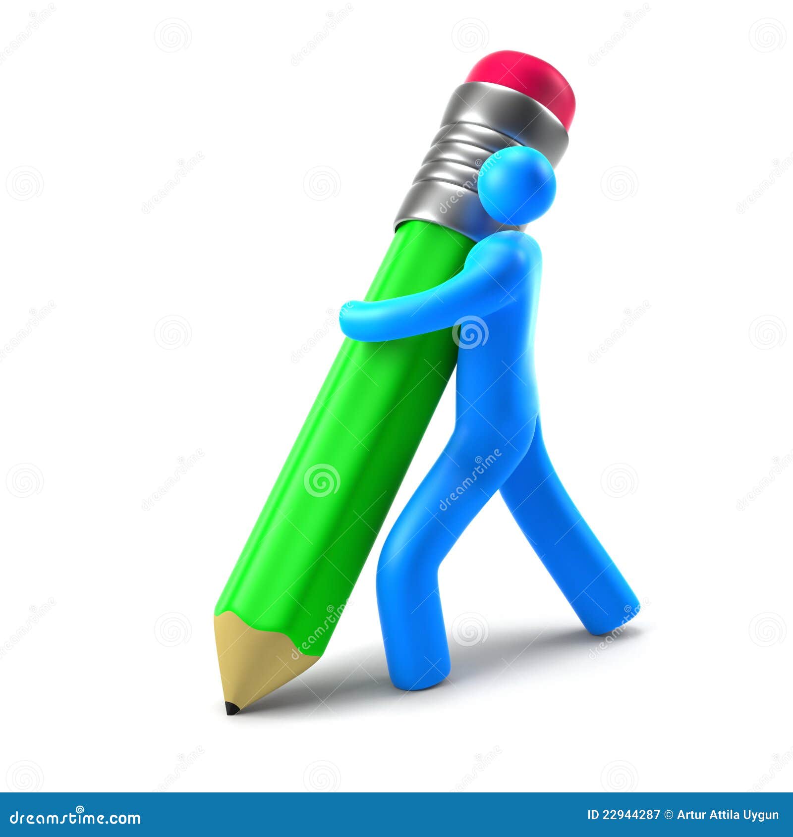 De Tekening Van De Persoon Met Een Groot Potlood. Stock Illustratie ...