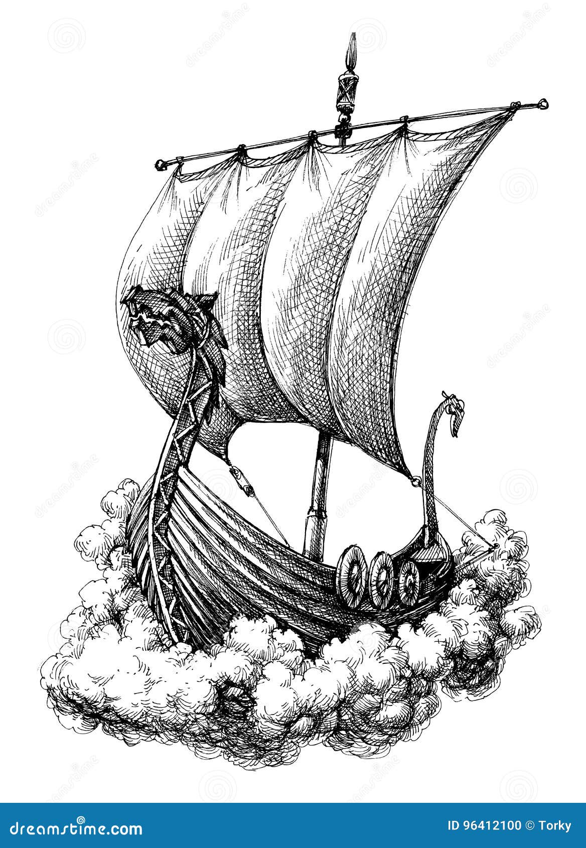 De Tekening Van De Zeilboot Vector Illustratie - Illustration of noords ...