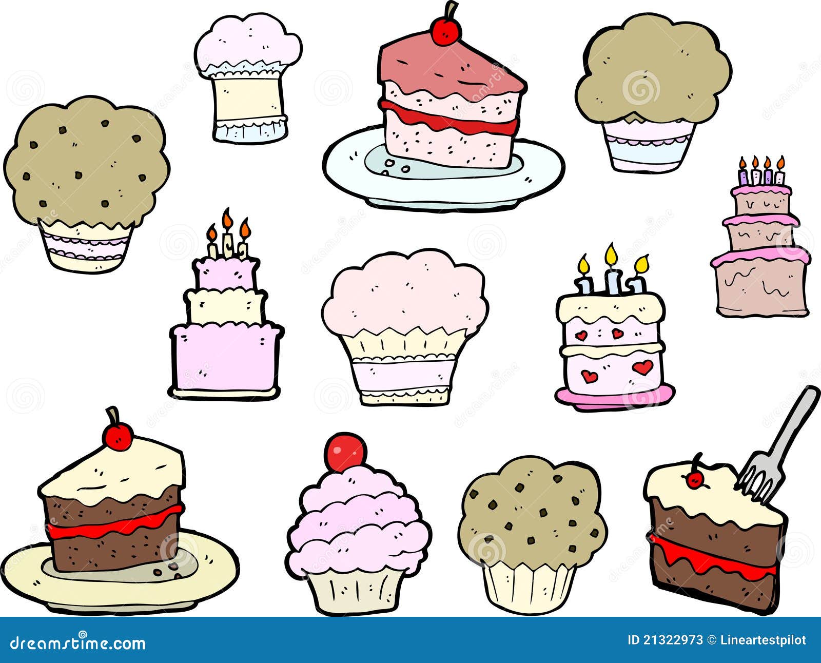 De Tekeningen Van Cupcake En Van De Cake Stock Illustratie ...