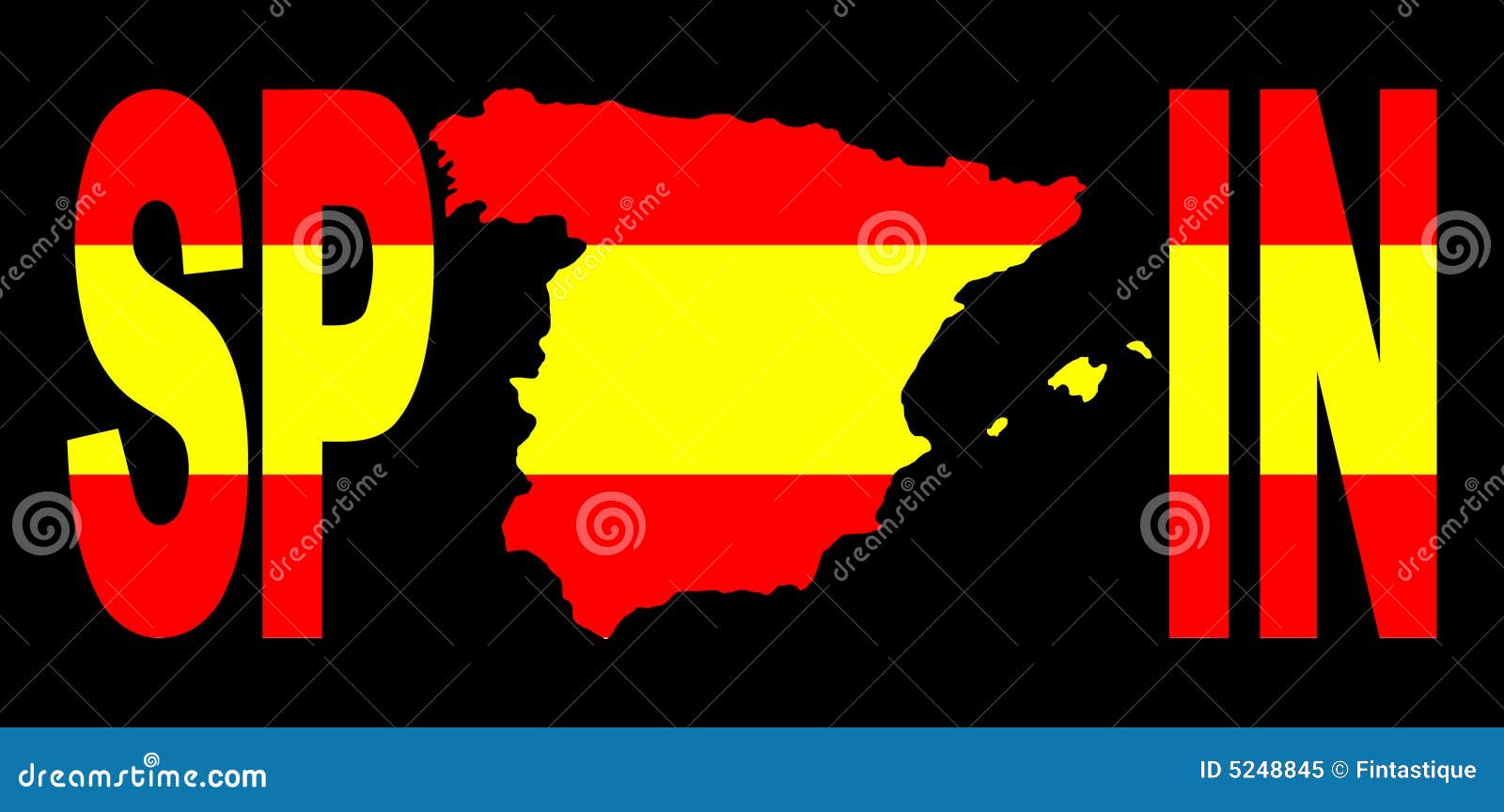 De Tekst Van Spanje Met Kaart Op Vlag Vector Illustratie - Illustration ...