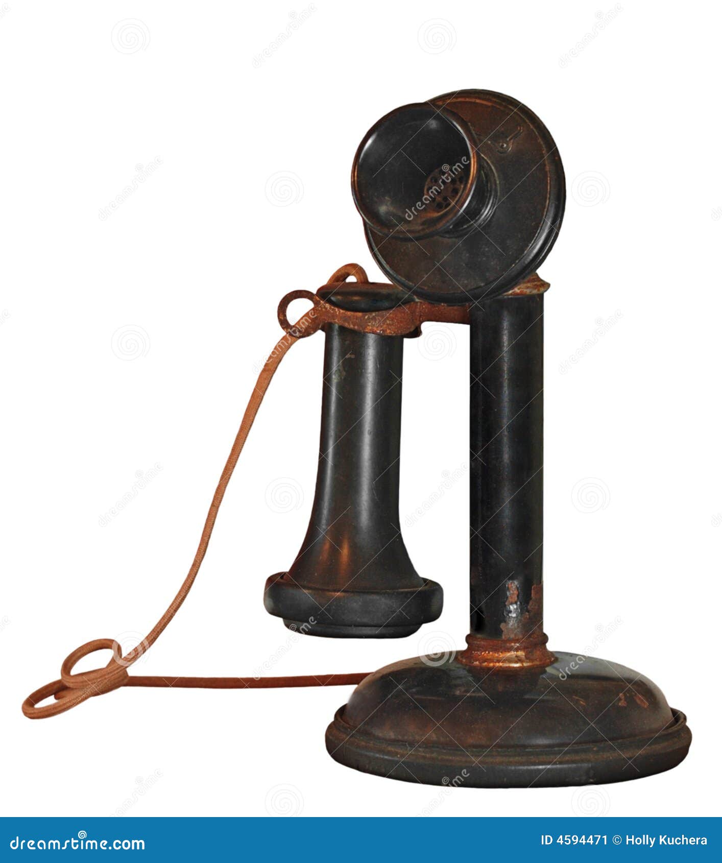 De Telefoon Van De De Jaren 1900Kandelaar Op Wit Stock Afbeelding ...