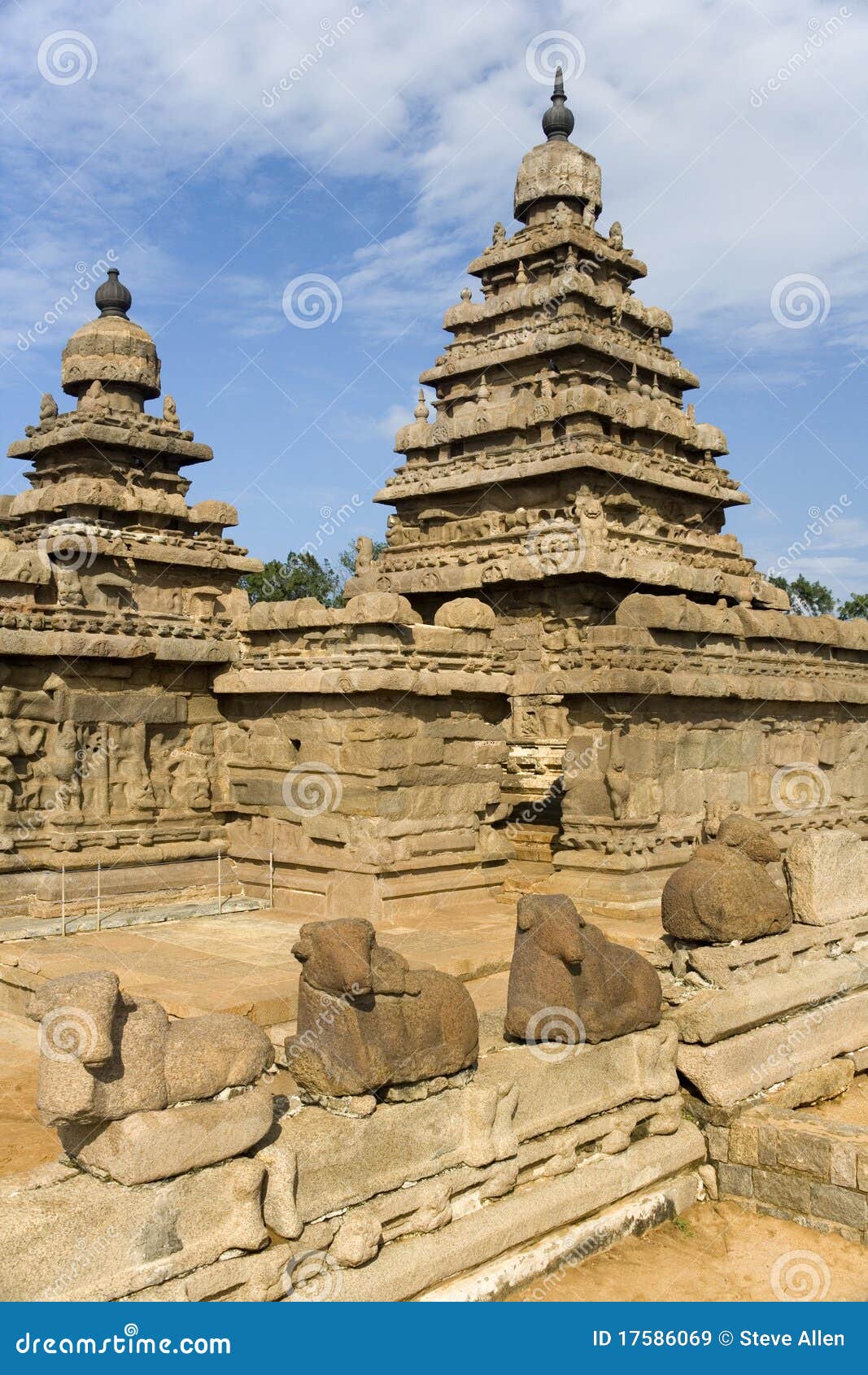 De Tempel Van De Kust Van Mamallapuram - India Stock Afbeelding - Image ...