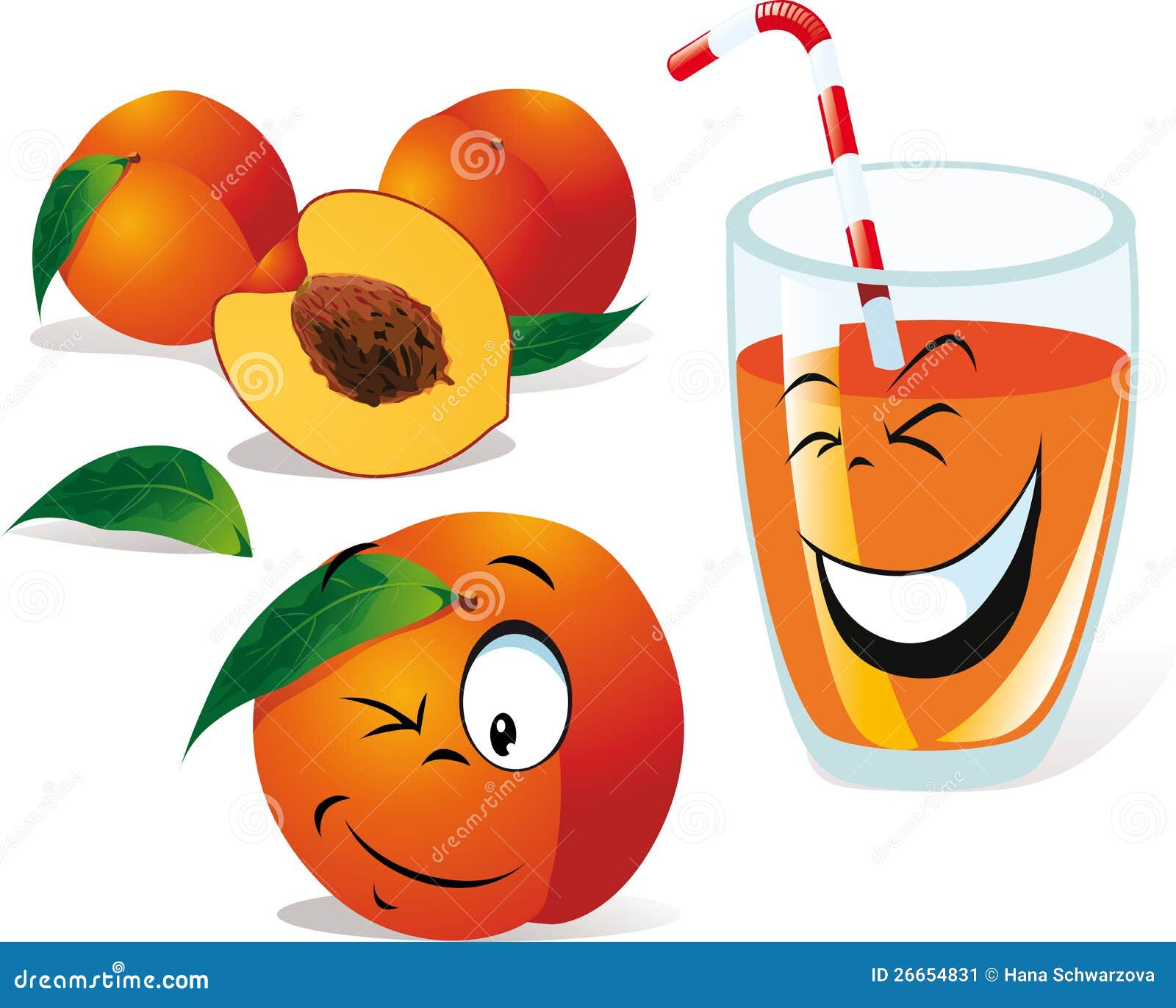 De Thee Van De Perzik of Sap En Perziken Vector Illustratie ...