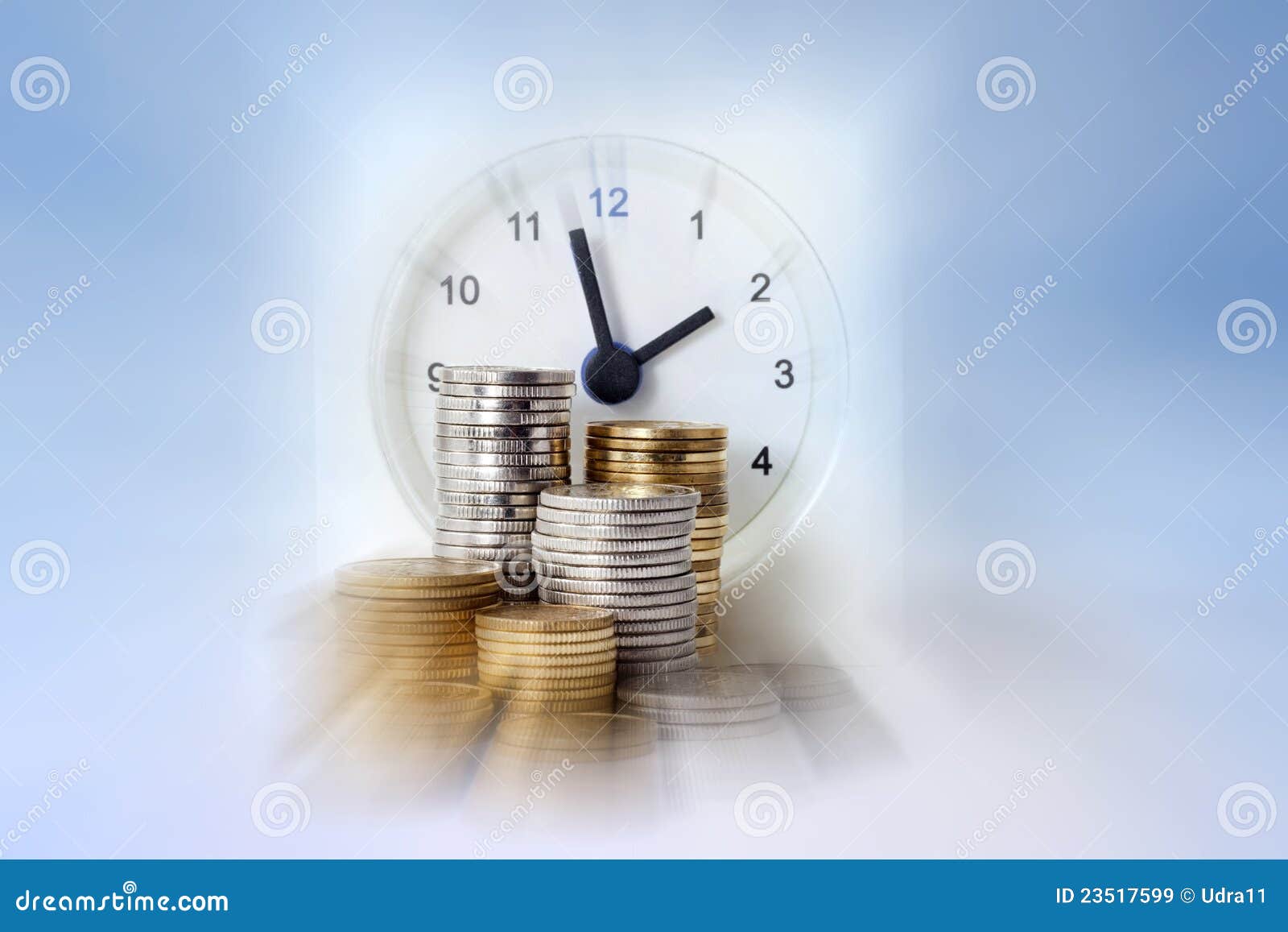 De tijd is geld stock afbeelding. Image of muntstukken - 23517599
