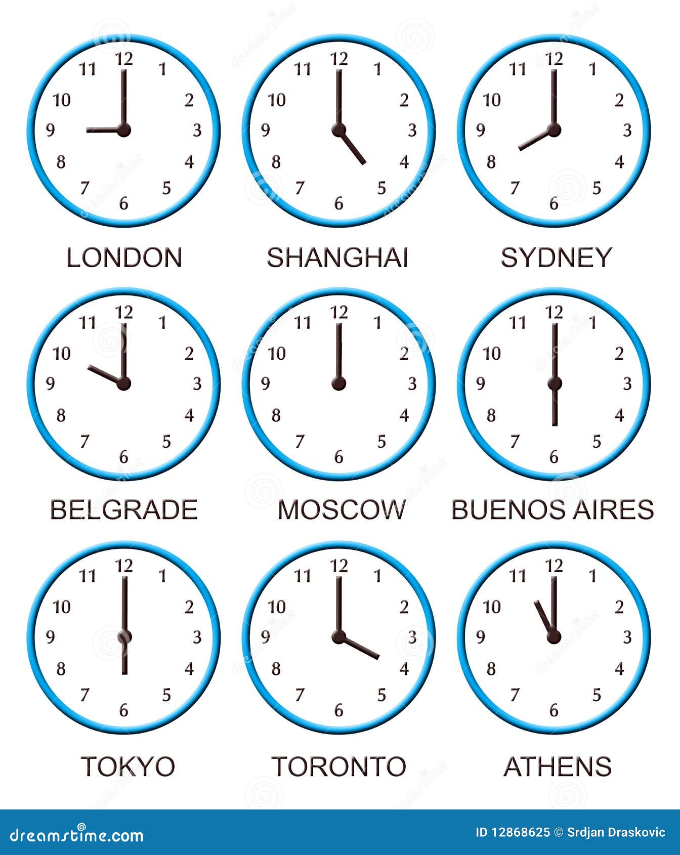 De tijdzones van de wereld stock illustratie. Illustration of verschil ...