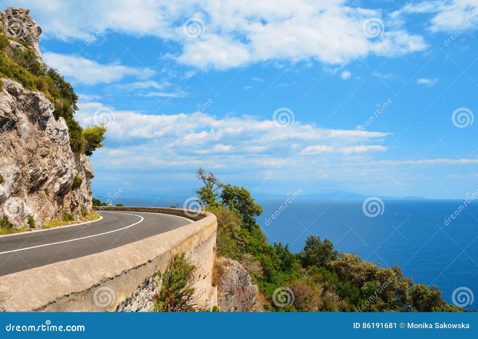 De toneelamalfi Kustweg stock afbeelding. Image of gebogen - 86191681