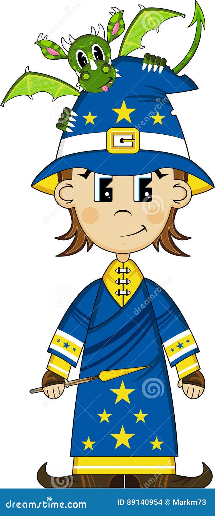 De Tovenaar Van Het Beeldverhaal Vector Illustratie - Illustration of ...