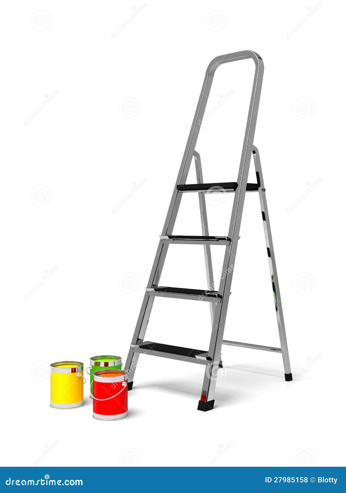 De Tredentrapladder En Verf Van Het Metaal Stock Illustratie ...