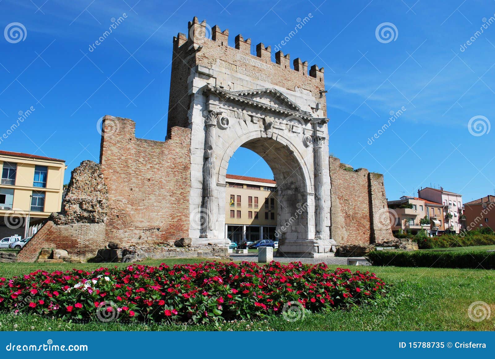 De Triomfboog Van Augustus, Rimini, Italië Stock Afbeelding - Image of ...