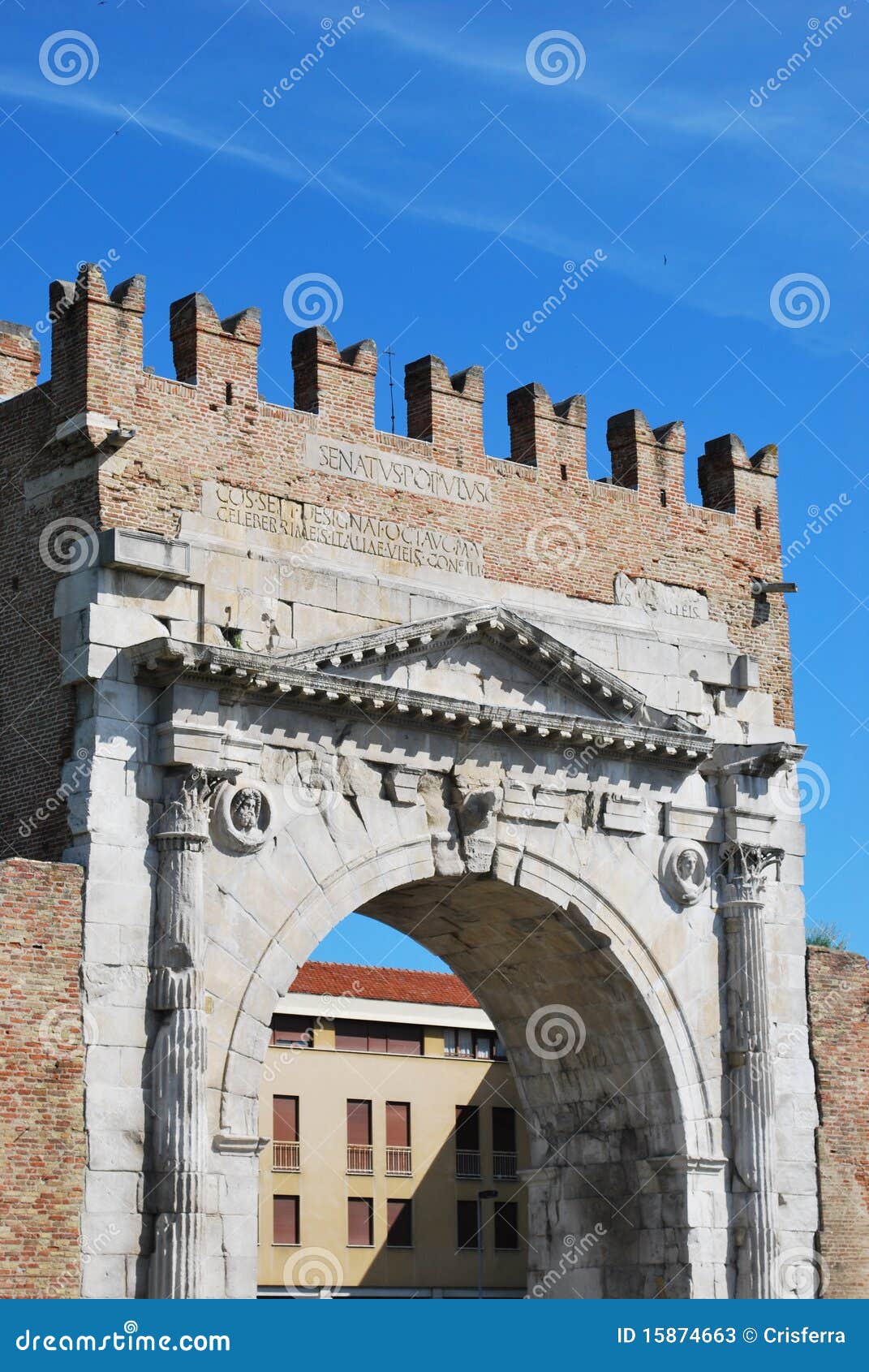 De Triomfboog Van Augustus, Rimini, Italië Stock Afbeelding - Image of ...