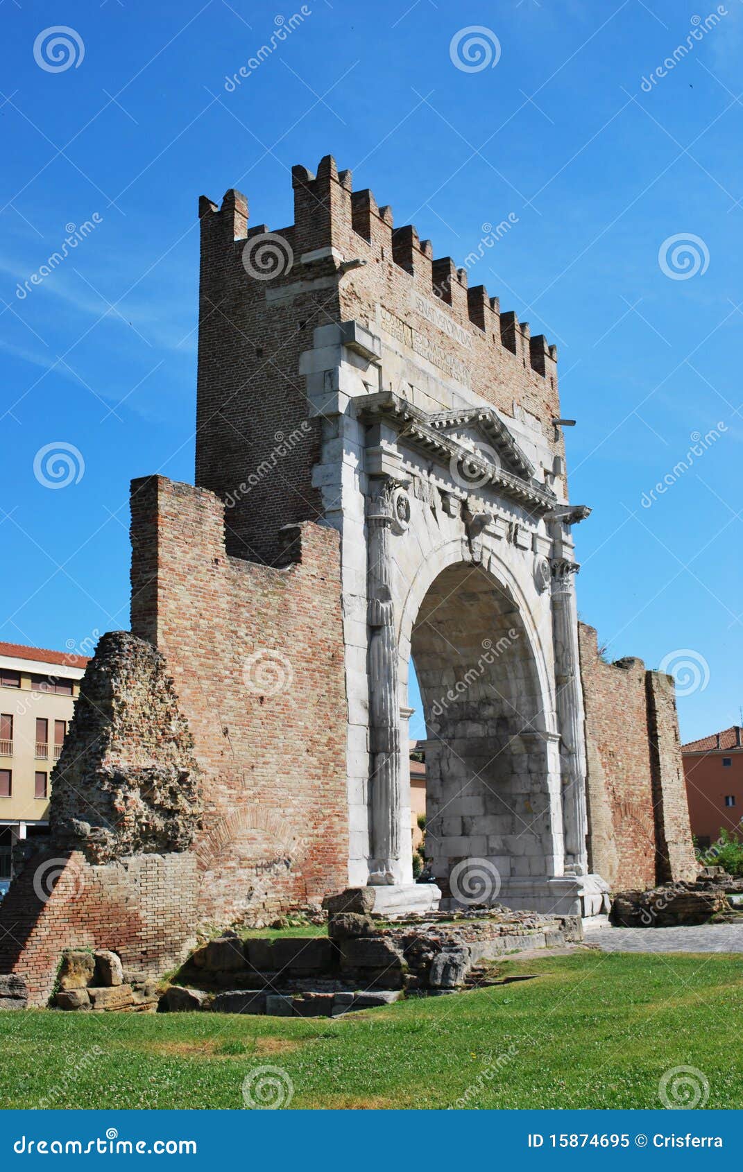 De Triomfboog Van Augustus, Rimini, Italië Stock Afbeelding - Image of ...