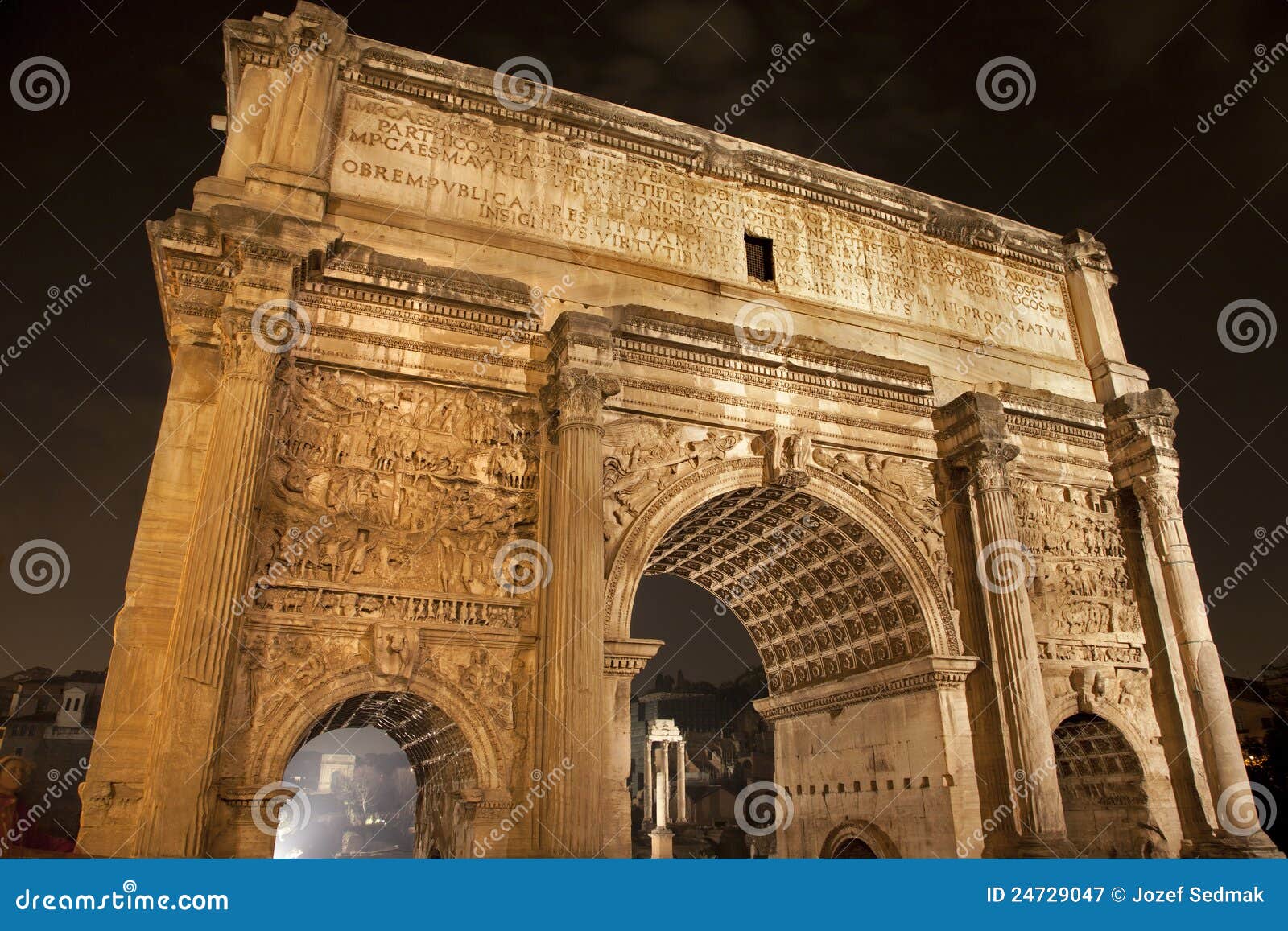 De Triomfboog Van Rome - Van Septimus Severus Stock Afbeelding - Image ...