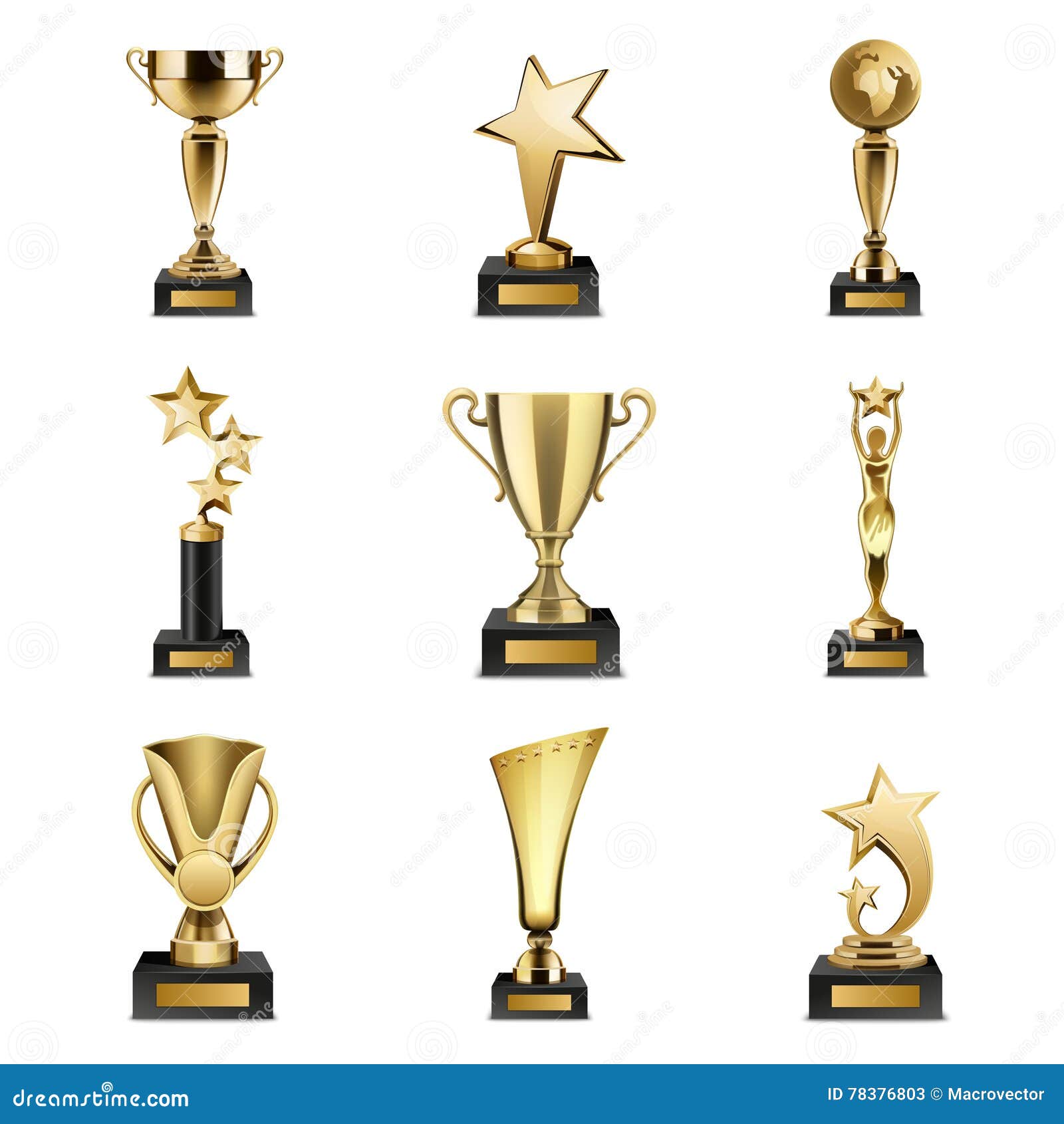 De Trofee Kent Realistische Reeks Toe Vector Illustratie - Illustration ...