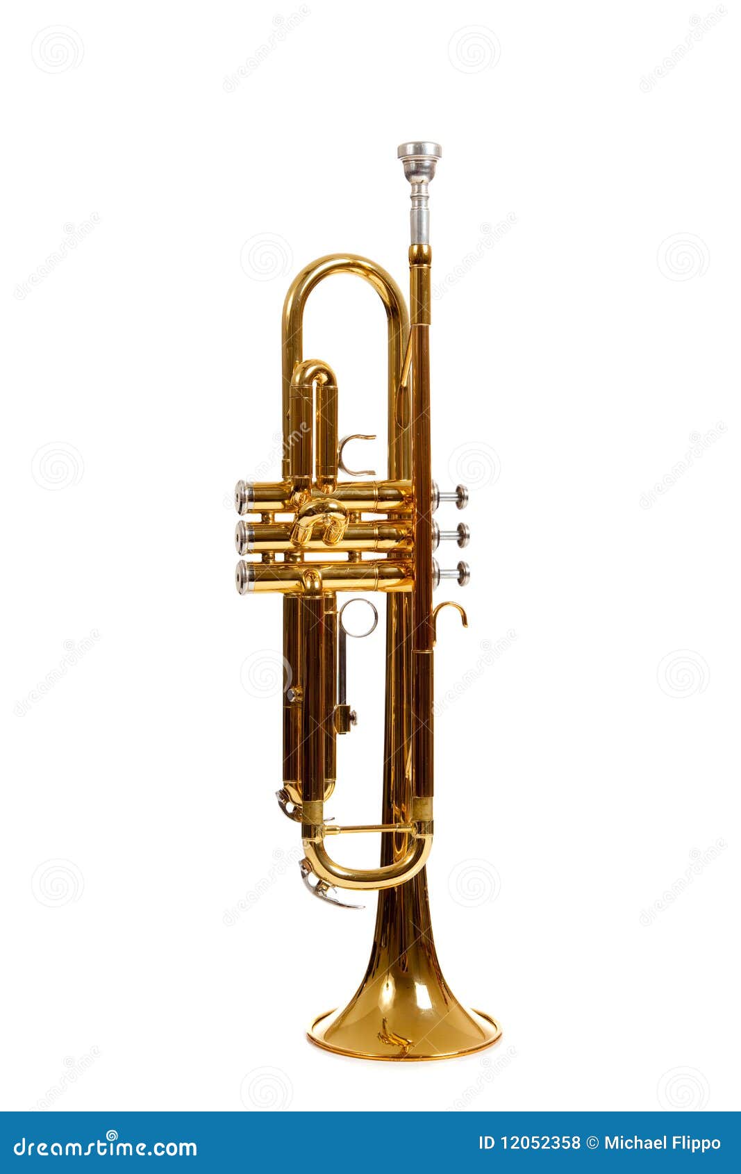 De Trompet Van Het Messing Op Een Witte Achtergrond Stock Foto - Image ...