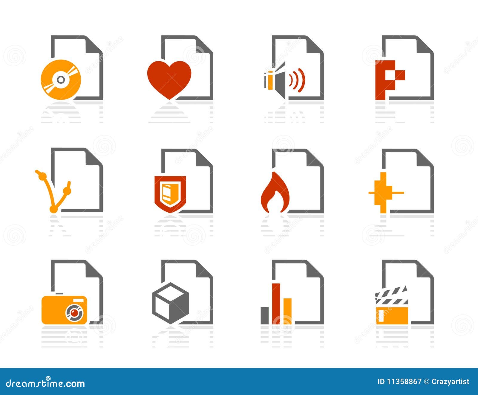 De Types Van Dossier Pictogrammen Vector Illustratie - Illustration of ...