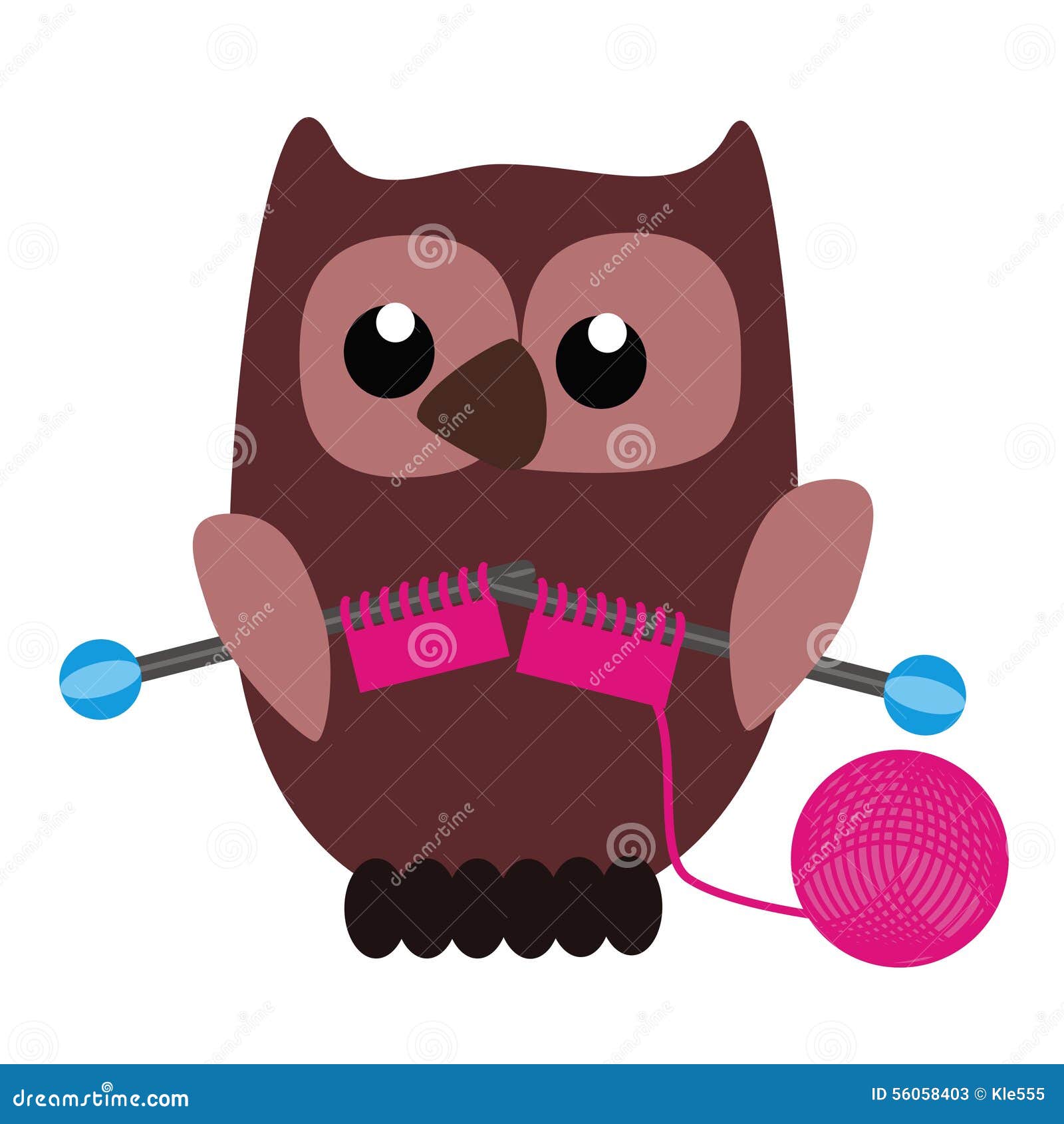 De Uil Van Nice Het Breien Op Wit Stock Illustratie - Illustration of ...