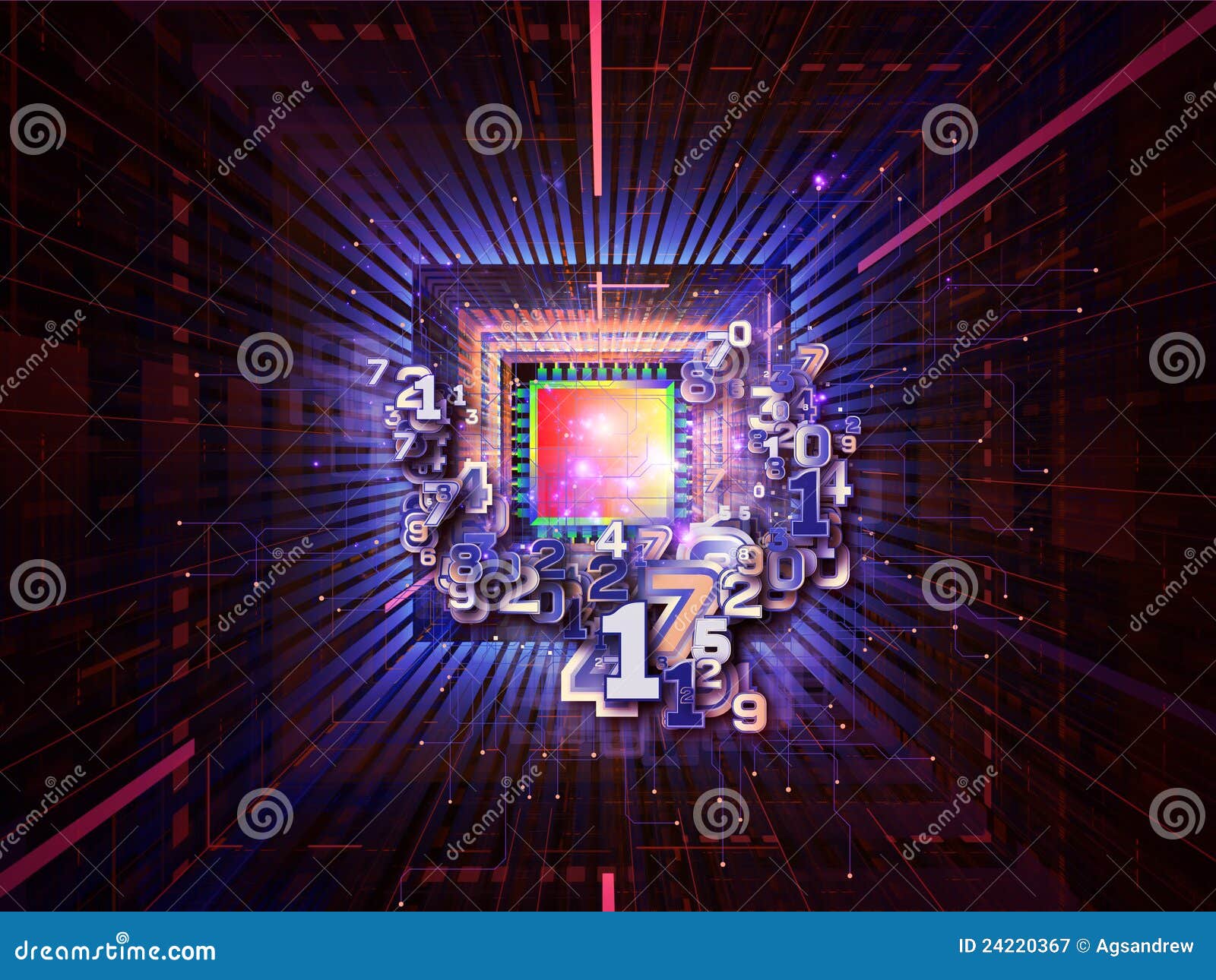 De Uitbarsting van cpu stock illustratie. Illustration of meetkunde ...