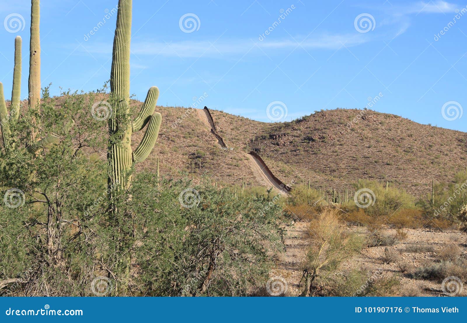 De V.S. - Mexicaanse Grens in Sonoran-Woestijn Stock Foto - Image of ...