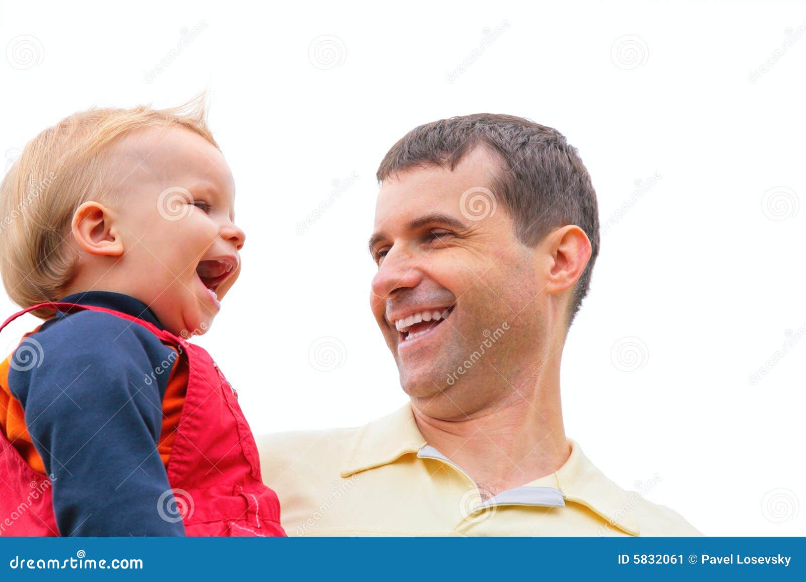 De Vader Houdt Kind Op Handen En Lach Stock Afbeelding - Image of zorg ...