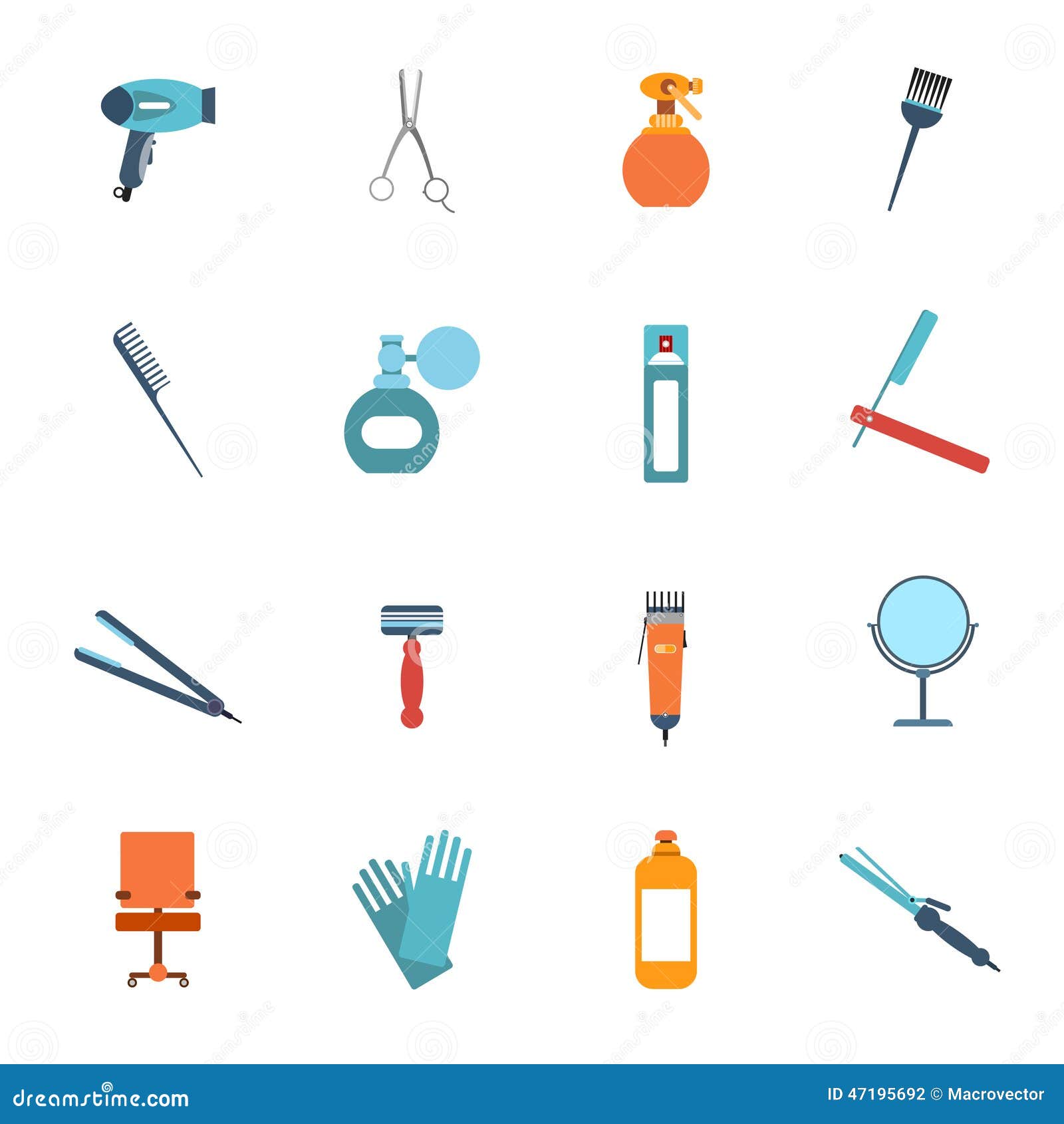 De Vastgestelde Vlakte Van Het Kapperpictogram Vector Illustratie ...