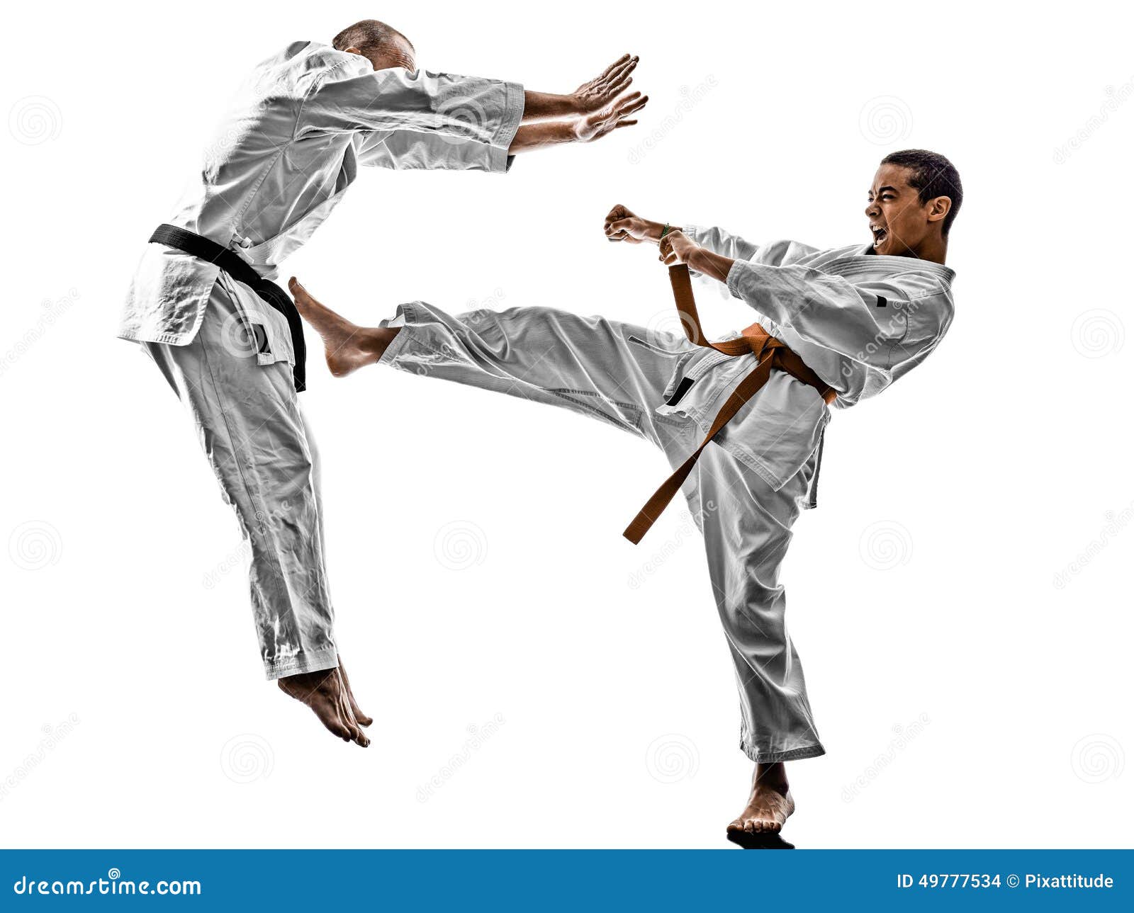 De Vechters Van De De Tienerstudent Van Karatemensen Het Vechten Stock ...