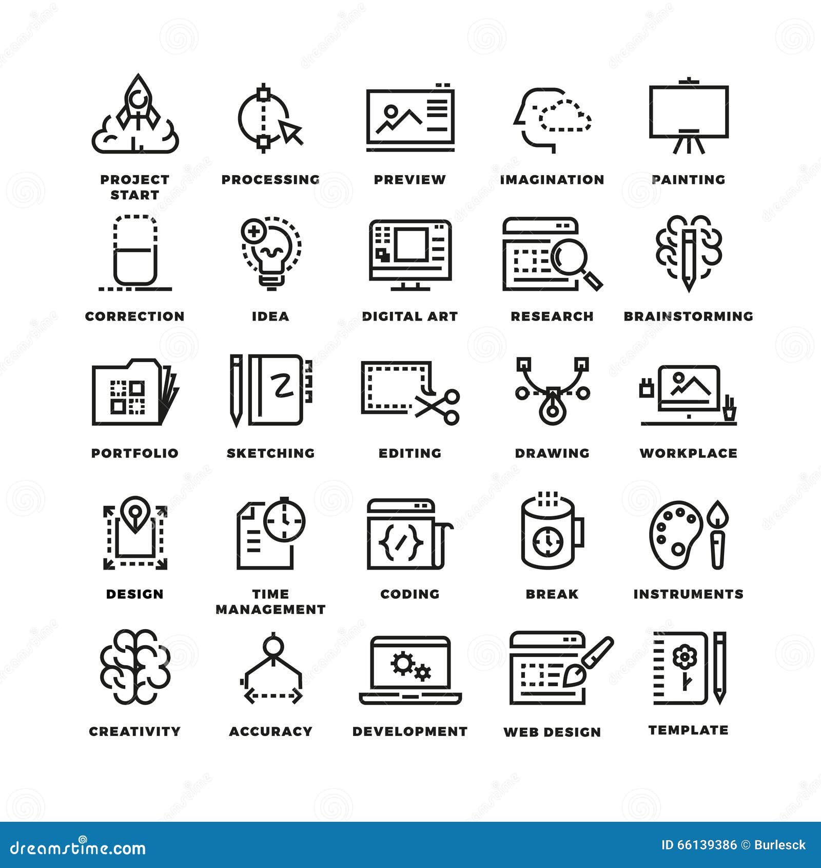 De Vector Creatieve Pictogrammen Van De Proceslijn Vector Illustratie ...