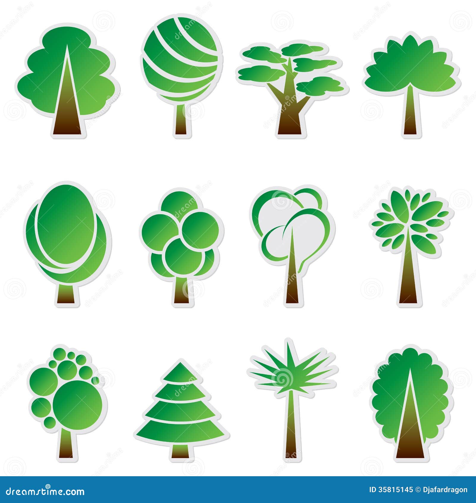 De Vector Eenvoudige Groene Reeks Van Het Boompictogram Vector ...