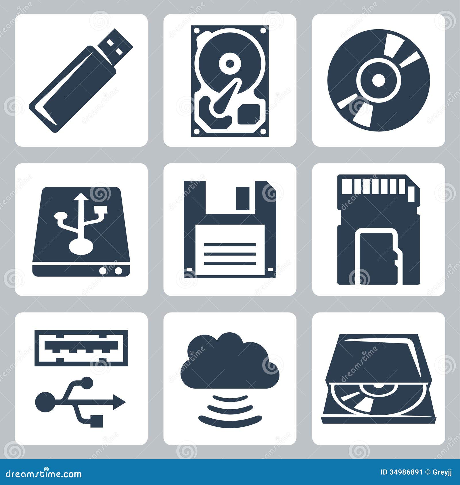 De Vector Geplaatste Pictogrammen Van De Gegevensopslag Vector ...