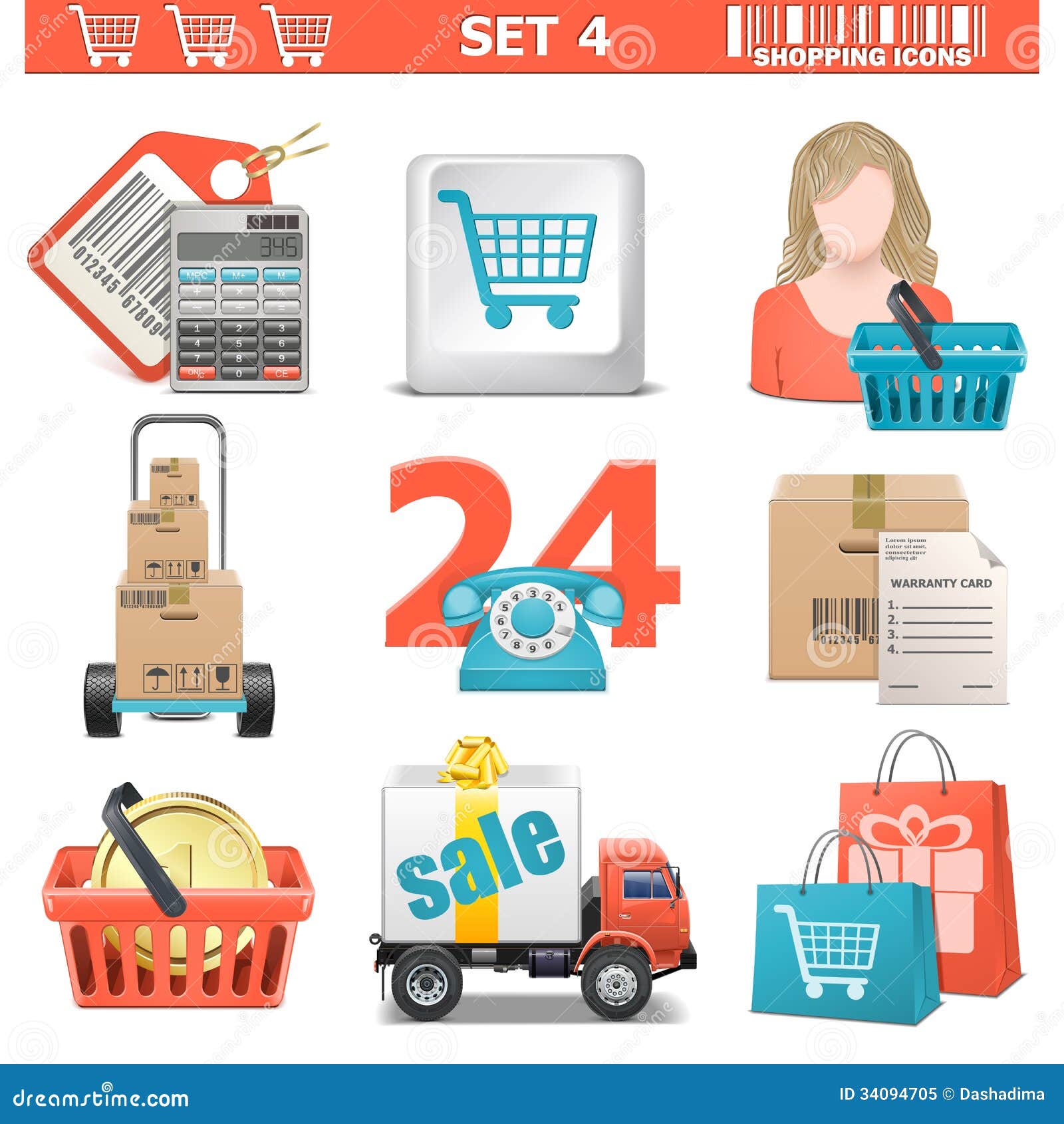 De Vector Het Winkelen Pictogrammen Plaatsen 4 Stock Illustratie ...