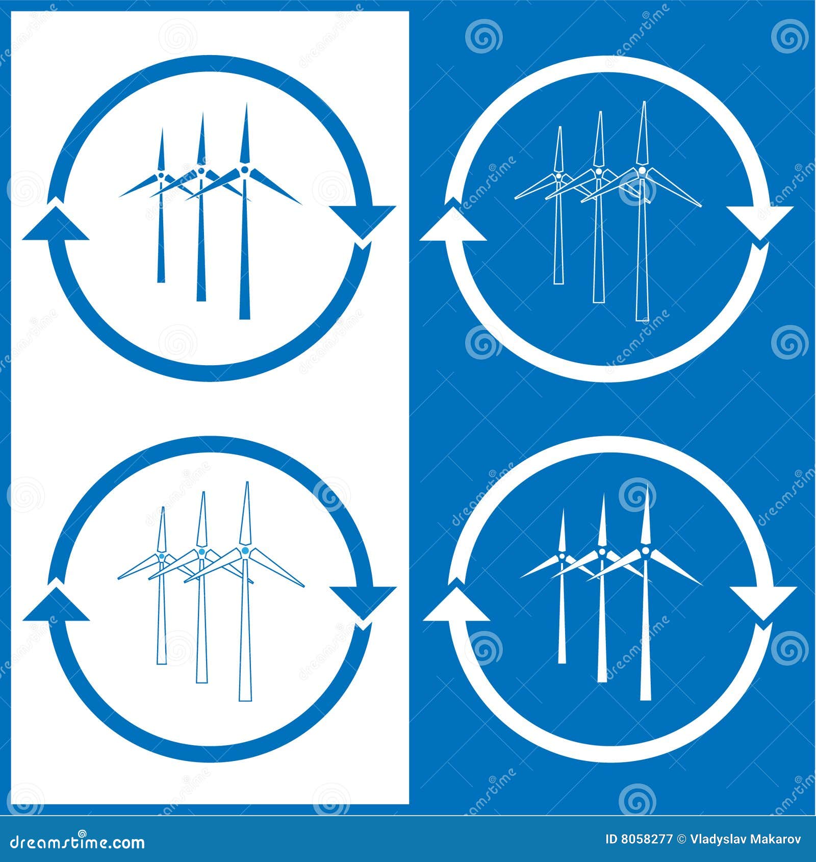De Vector Pictogrammen Van De Windturbine Vector Illustratie ...