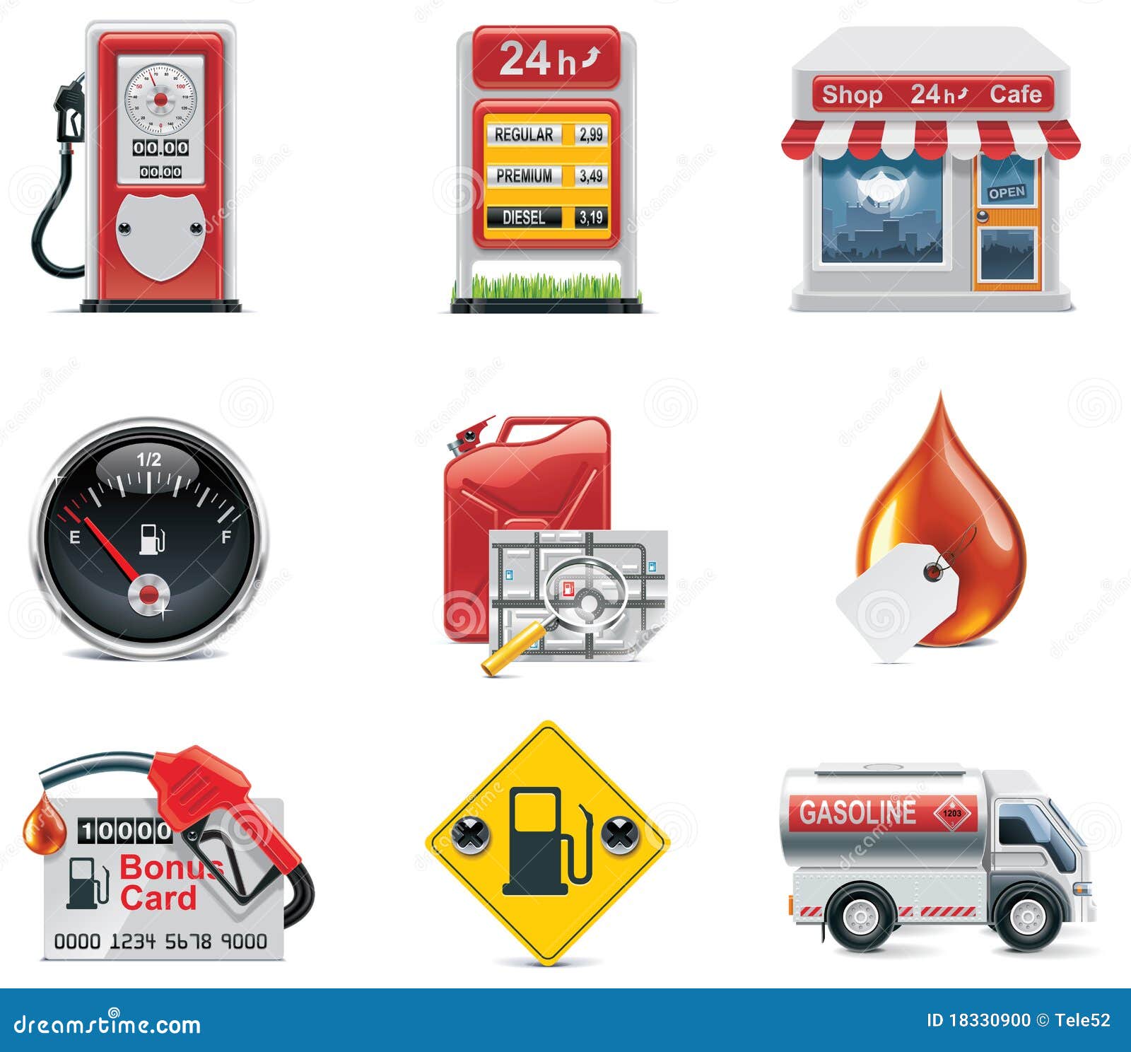 De Vector Reeks Van Het Benzinestationpictogram Vector Illustratie ...