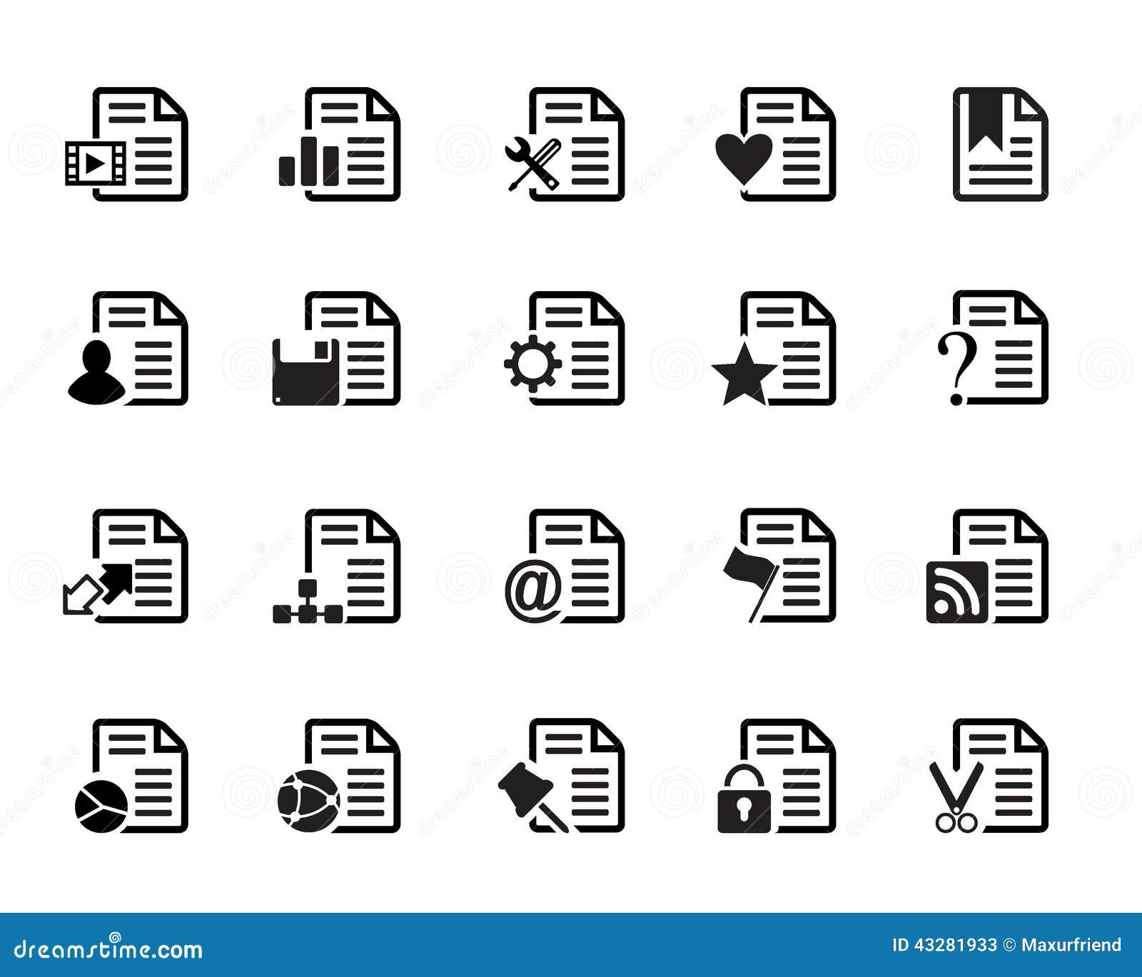 De Vector Van Documentenpictogrammen Vector Illustratie - Illustration ...