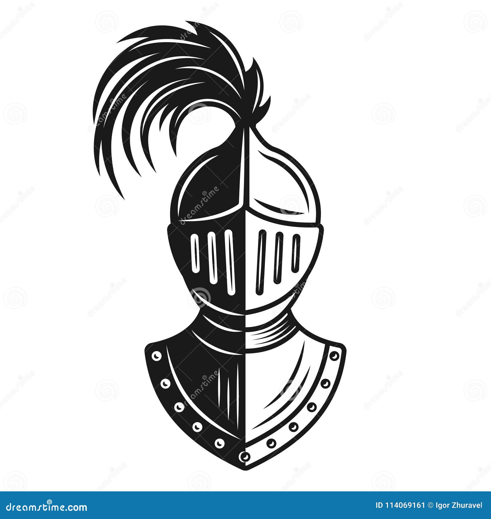 De Vector Zwart-wit Illustratie Van De Ridderhelm Vector Illustratie ...