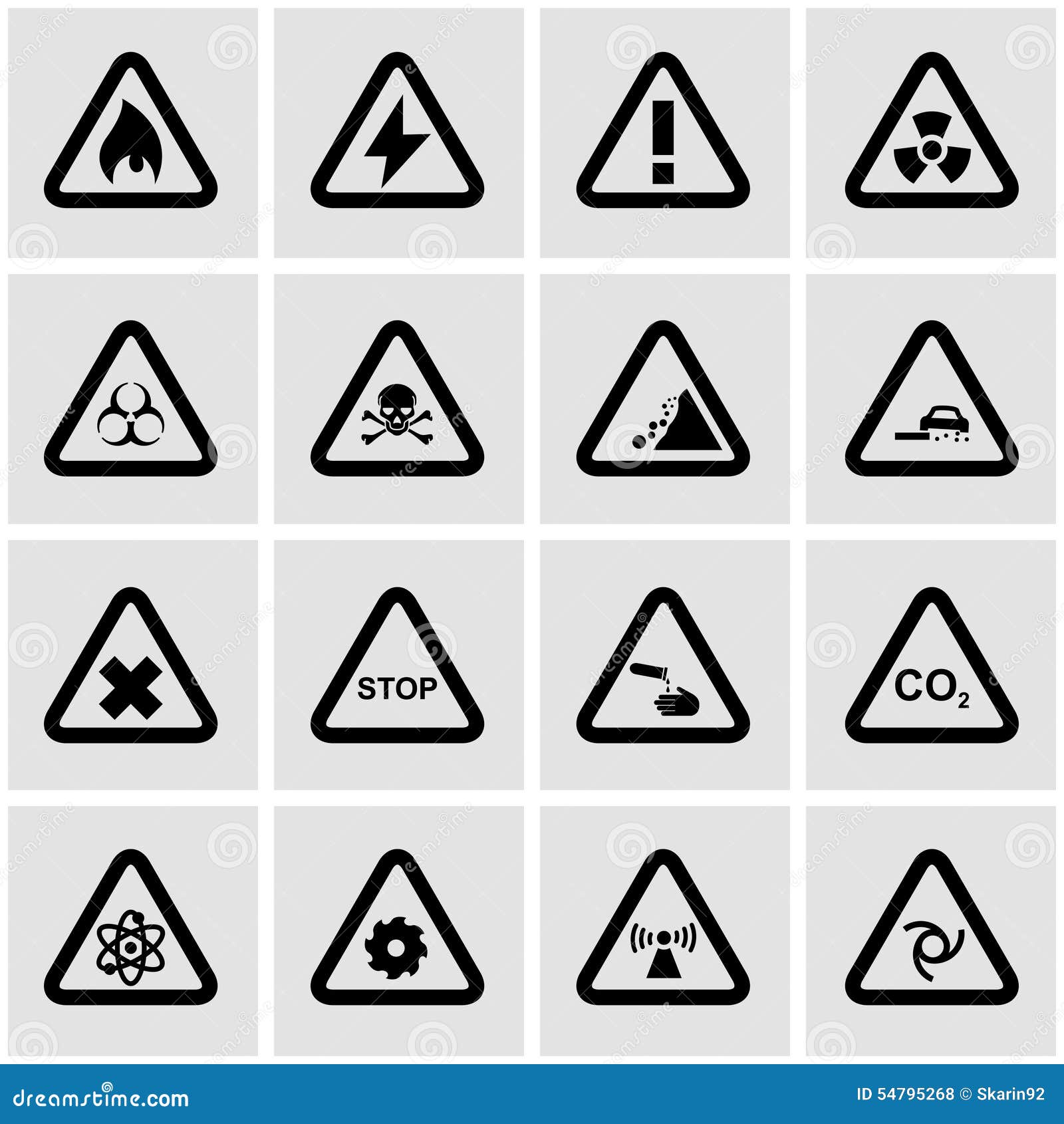 De Vector Zwarte Reeks Van Het Gevaarspictogram Stock Illustratie ...