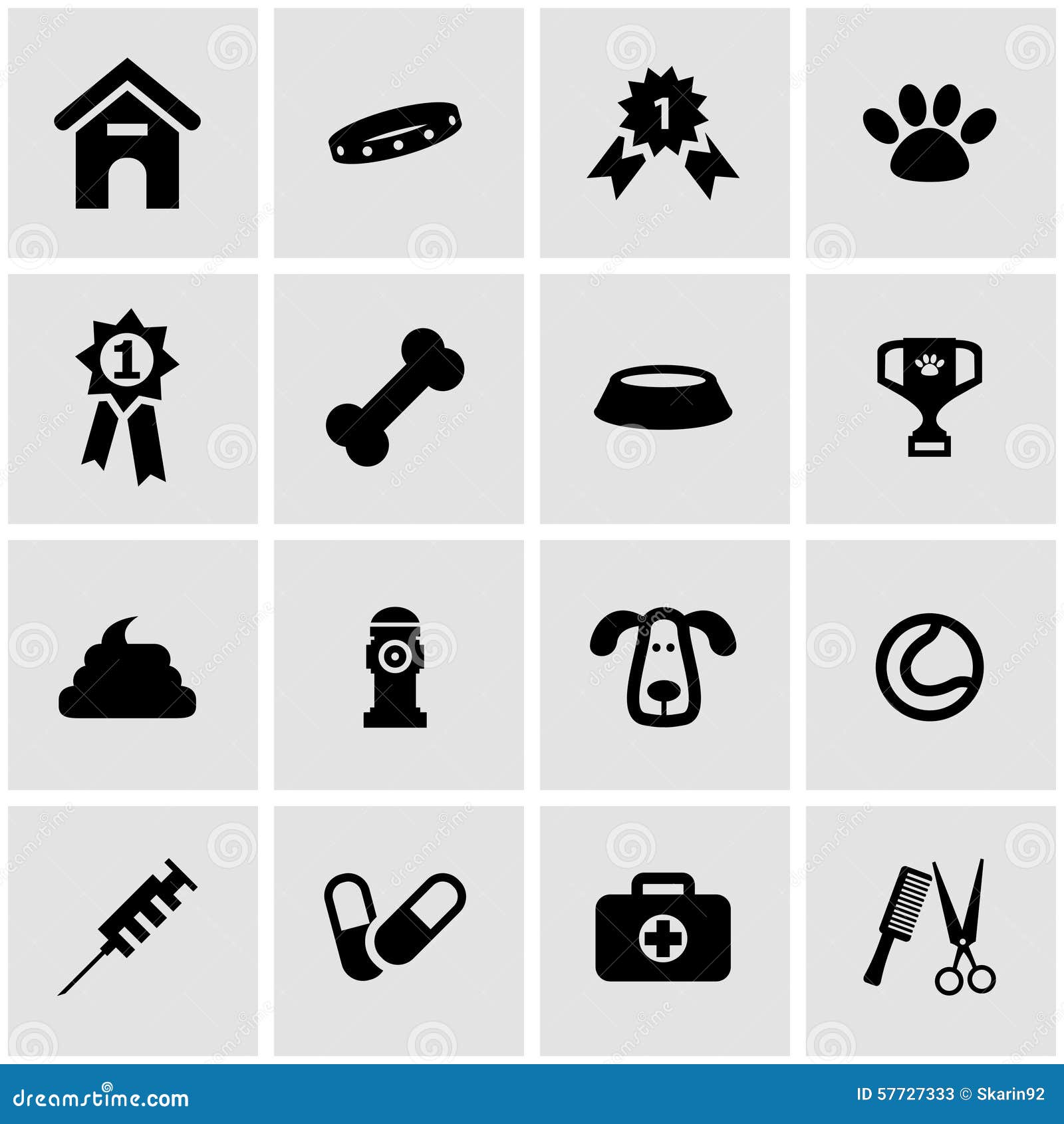 De Vector Zwarte Reeks Van Het Hondpictogram Stock Illustratie ...