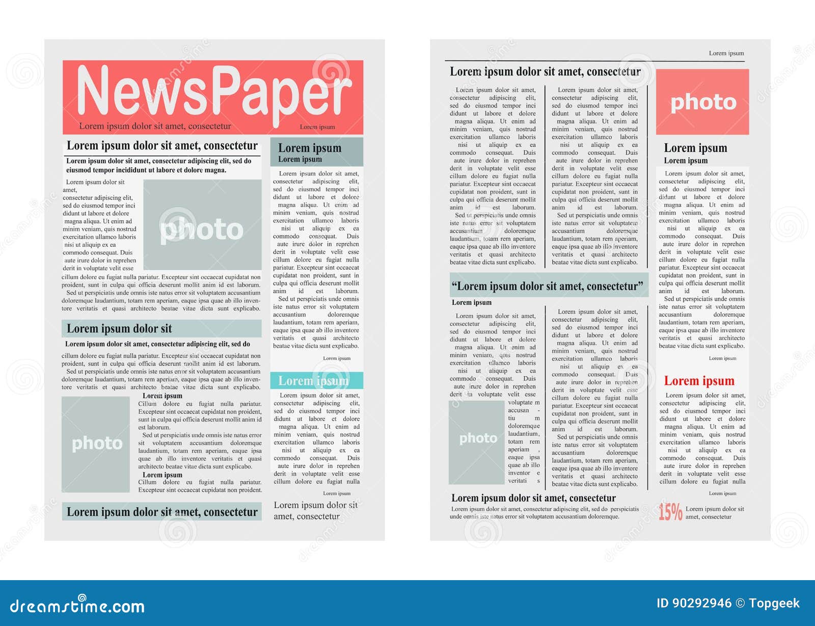 De Vectorillustratie Van Twee Krantenpagina's Op Wit Vector Illustratie ...