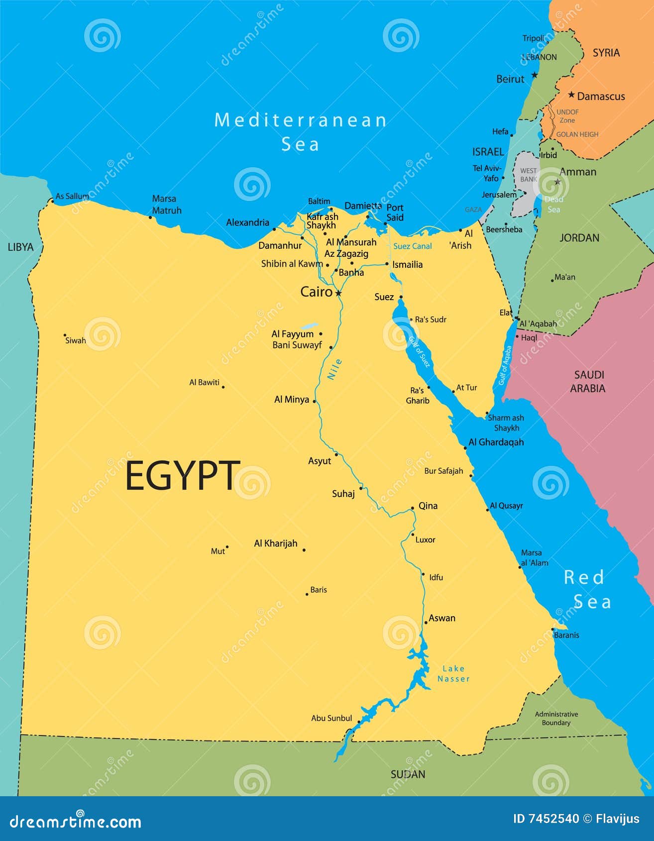 De vectorkaart van Egypte vector illustratie. Illustration of continent ...