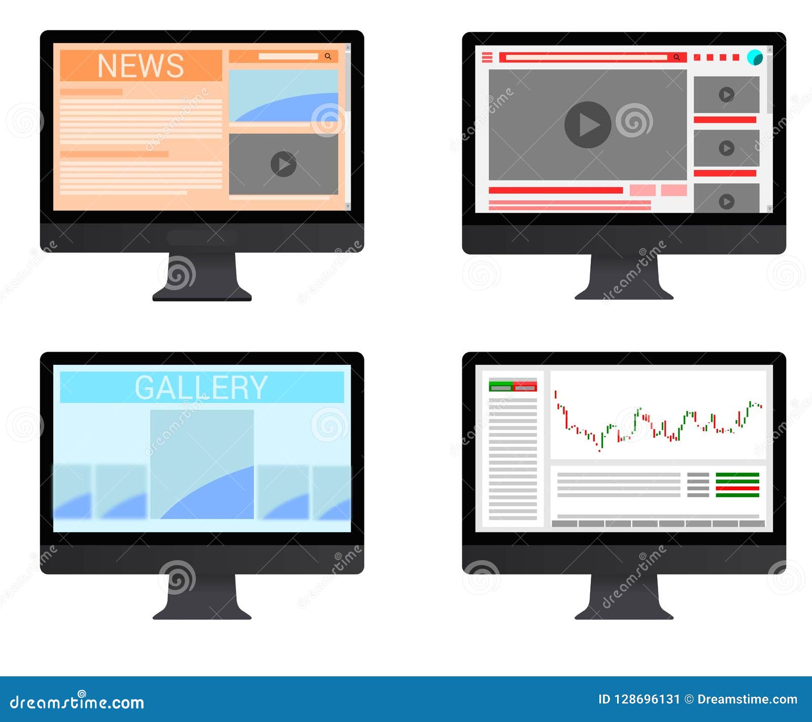 De Vectormonitor Van De Computerschermen Vector Illustratie ...