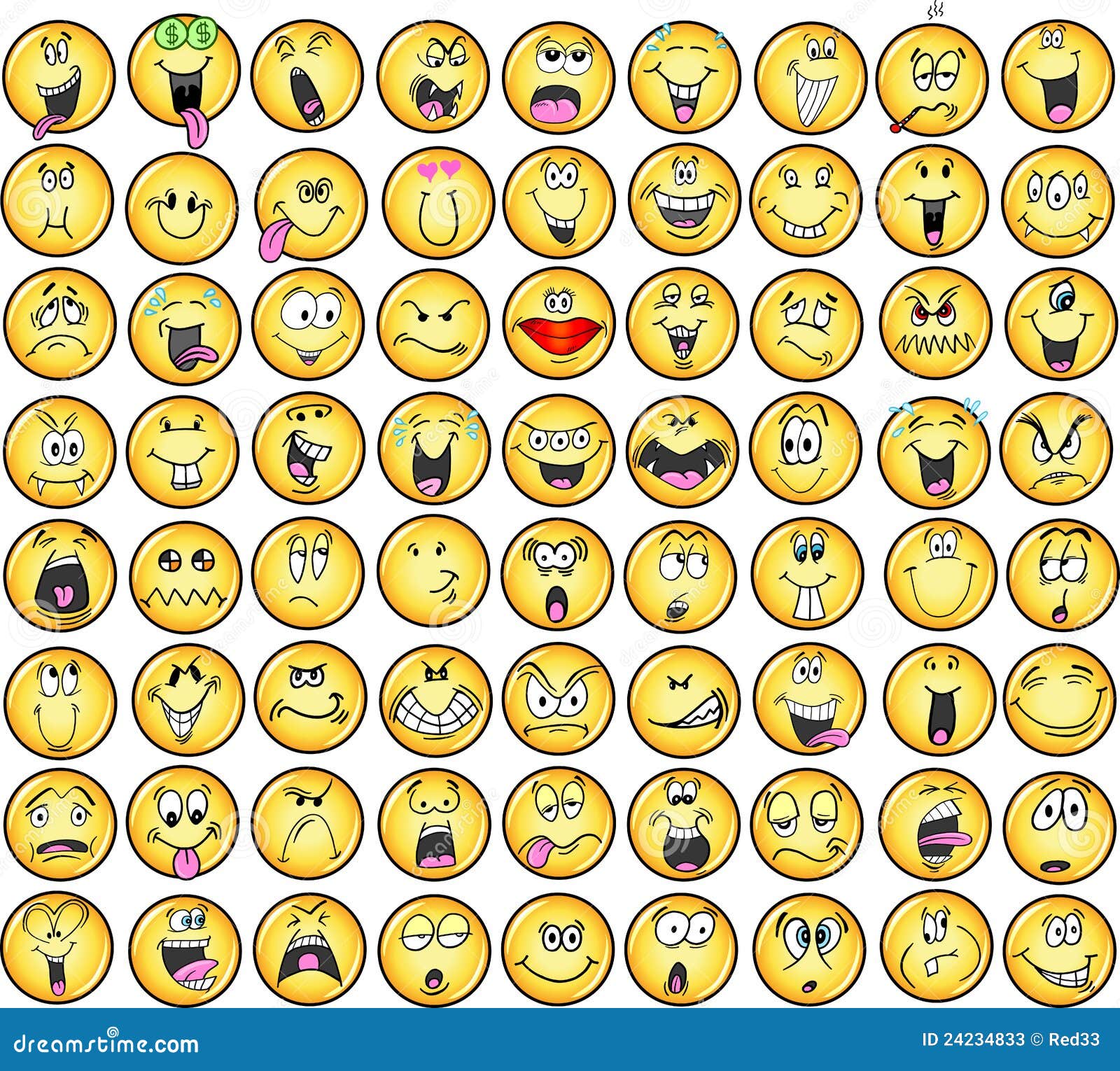 De VectorPictogrammen Van De Emotie Van Emoticons Vector Illustratie ...