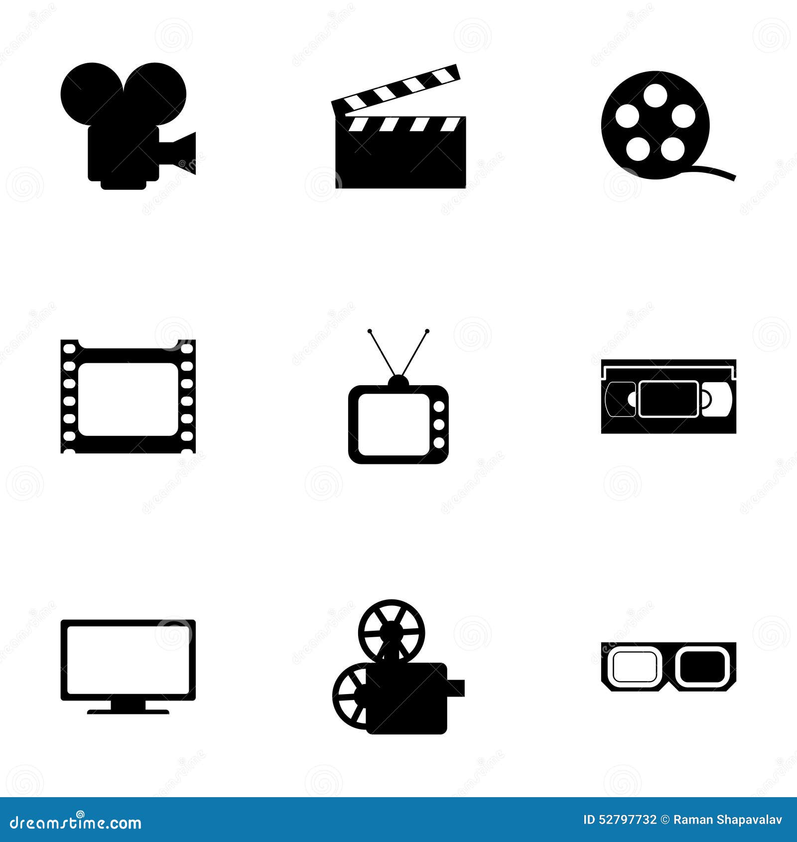 De Vectorreeks Van Het Filmpictogram Vector Illustratie - Illustration ...