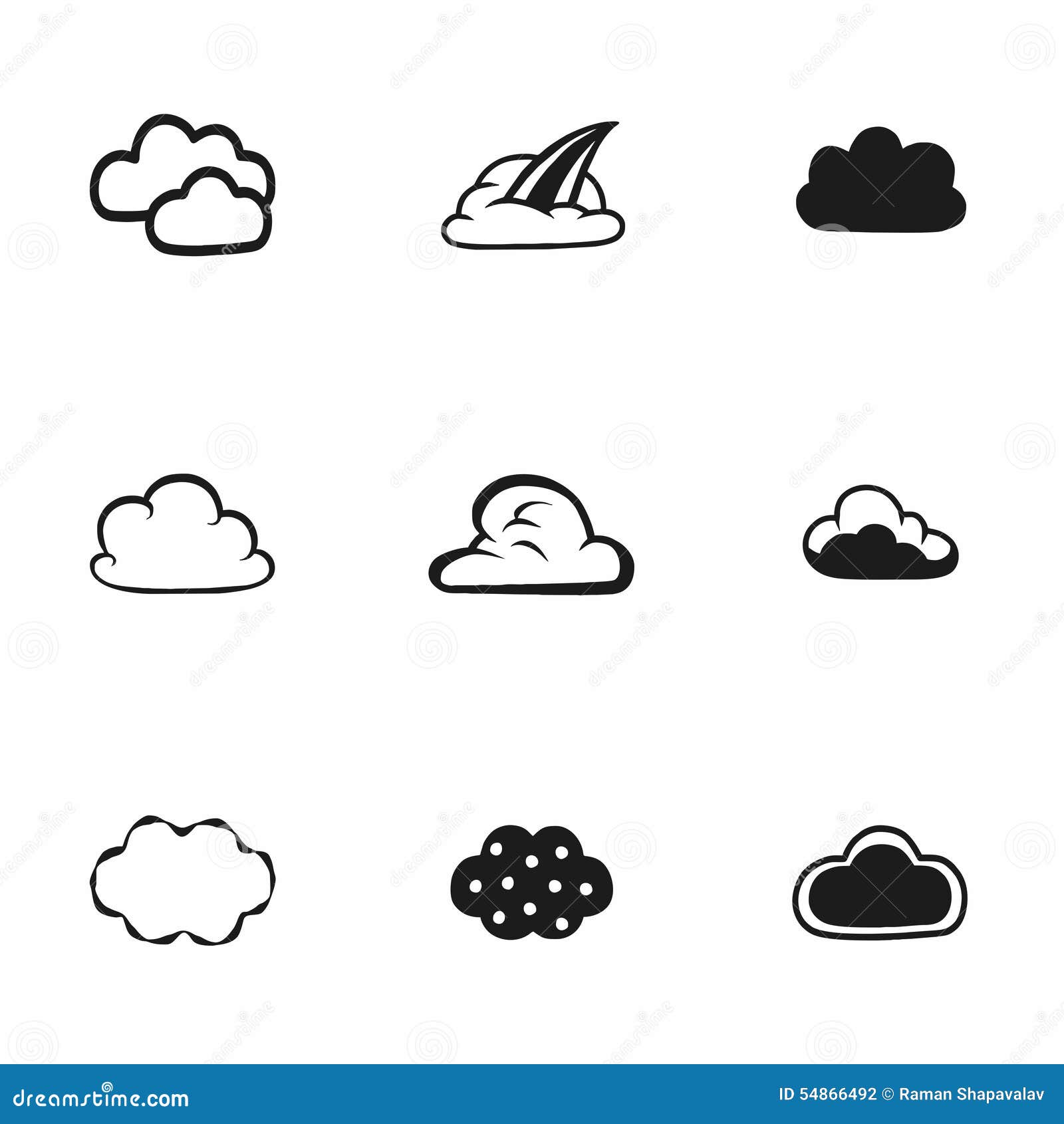De Vectorreeks Van Het Wolkenpictogram Vector Illustratie ...