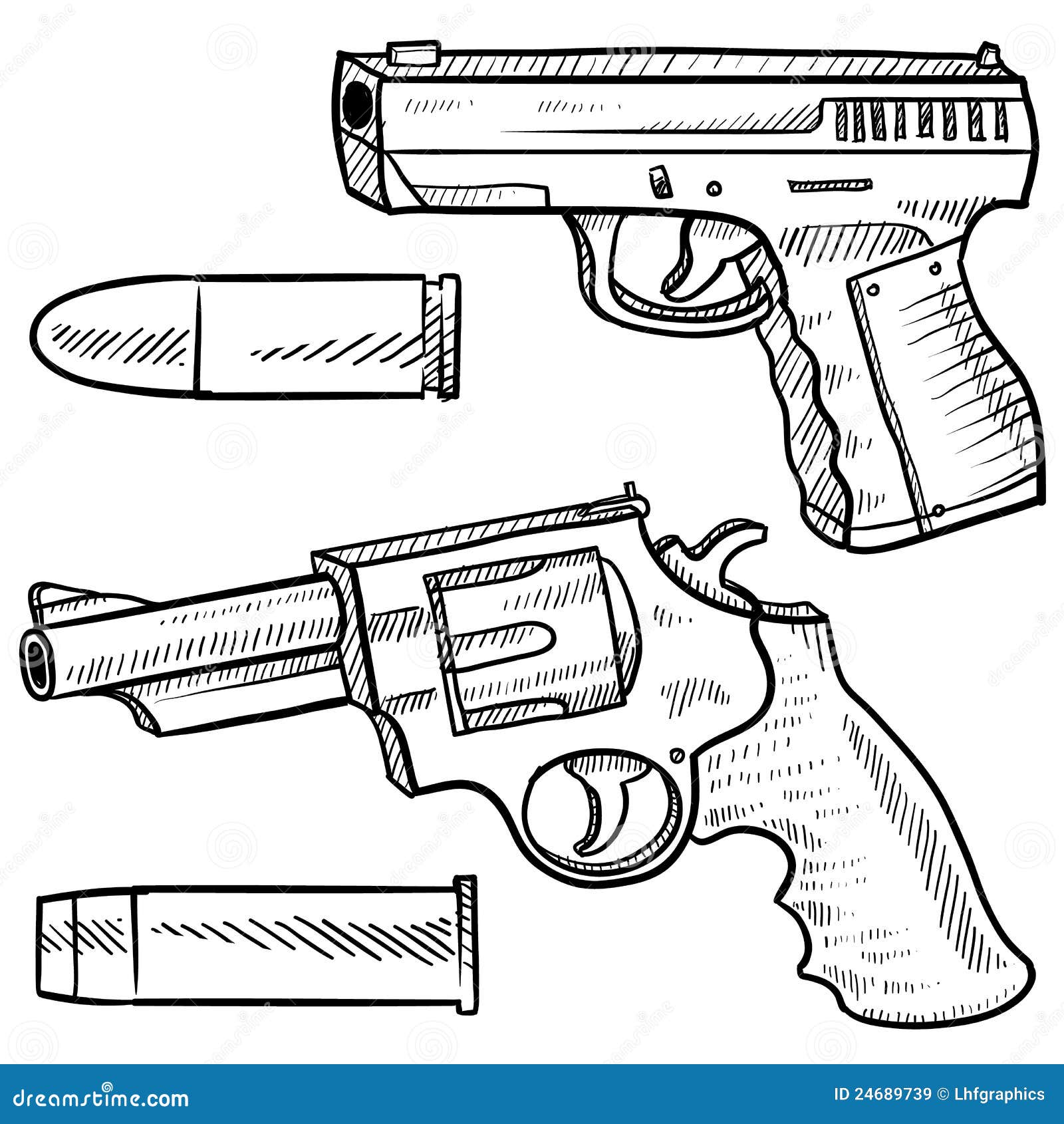 De Vectorschets Van Pistolen Vector Illustratie - Illustration of ...