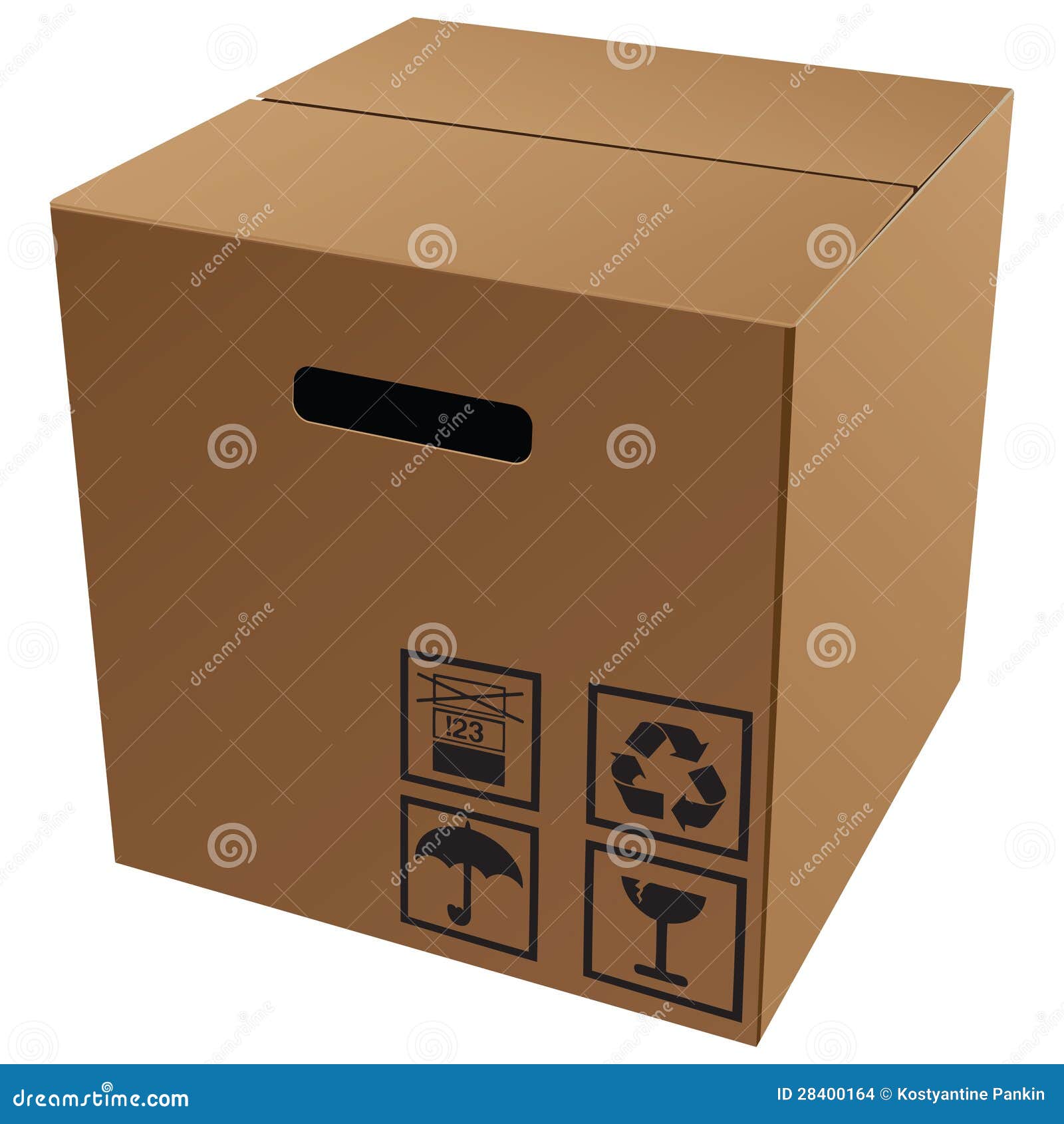 De Verpakking Van Het Karton Met Symbolen Vector Illustratie ...