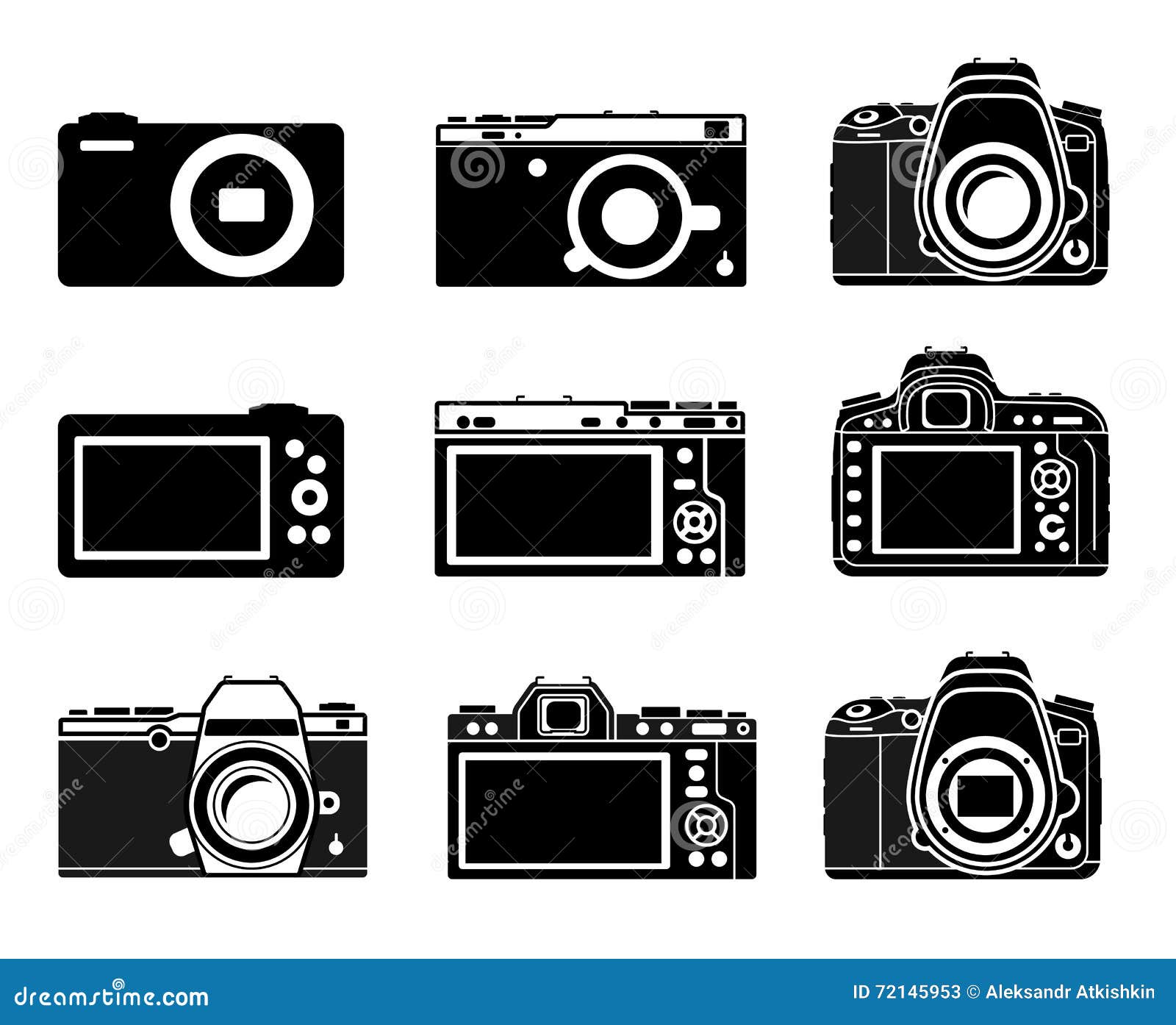 De Verschillende Pictogrammen Van De Typecamera Vector Illustratie ...