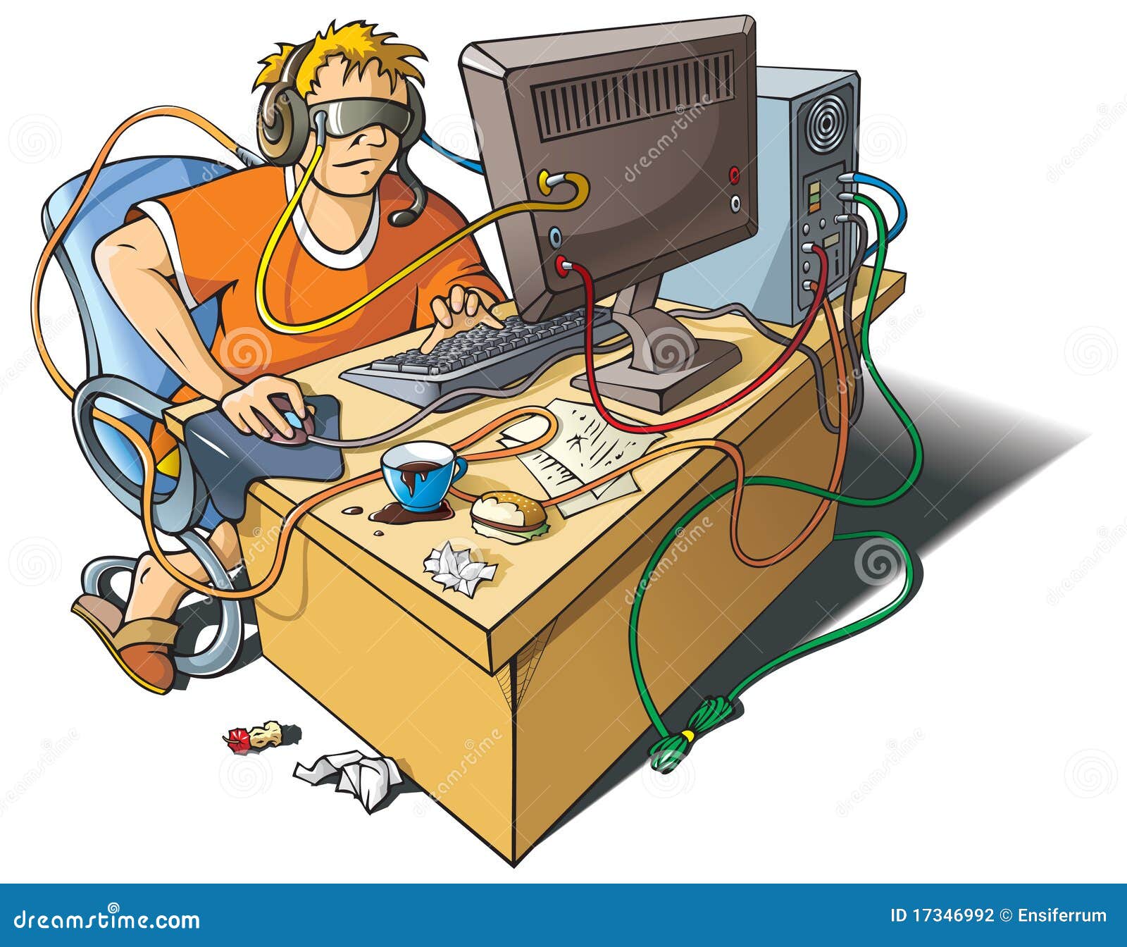De Verslaving Van De Computer Vector Illustratie - Illustration of ...